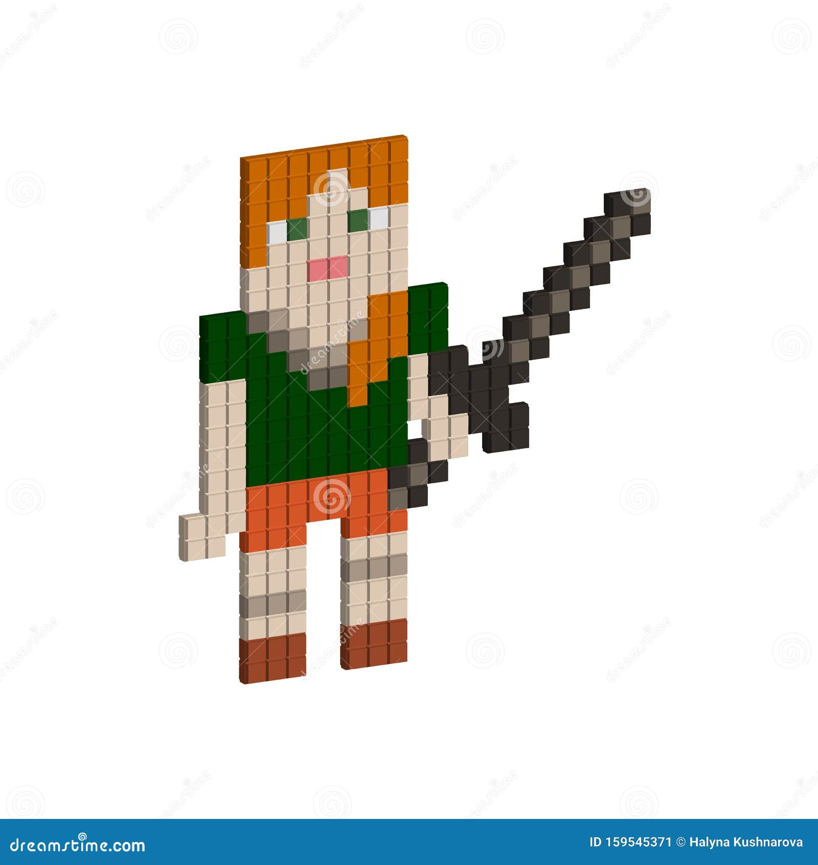 Computer Game Girl, 3d Pixel Art, Game Character Stock Vector ...