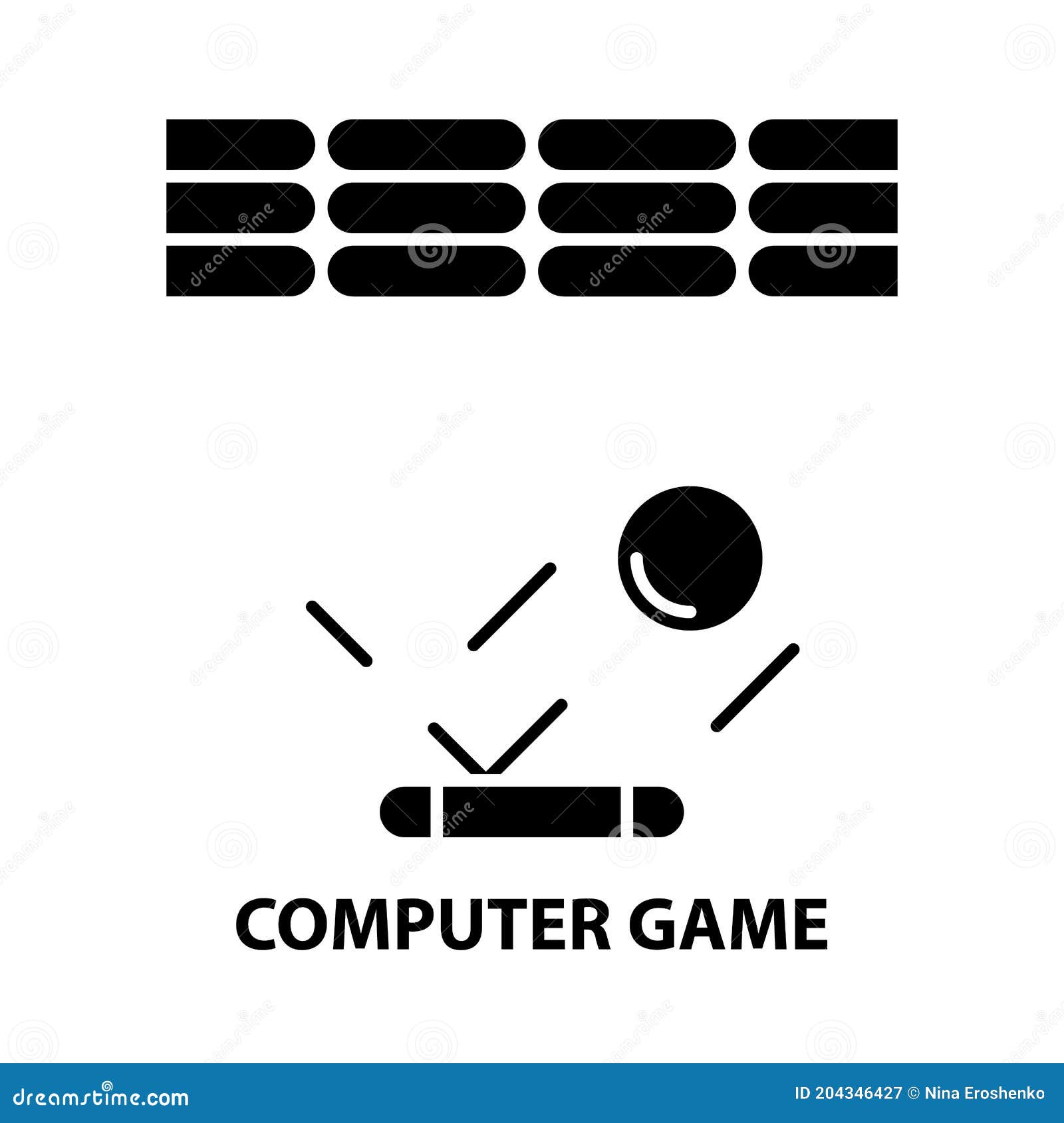Computer Game Icon, Black Vector Sign with Editable Strokes, Concept ...