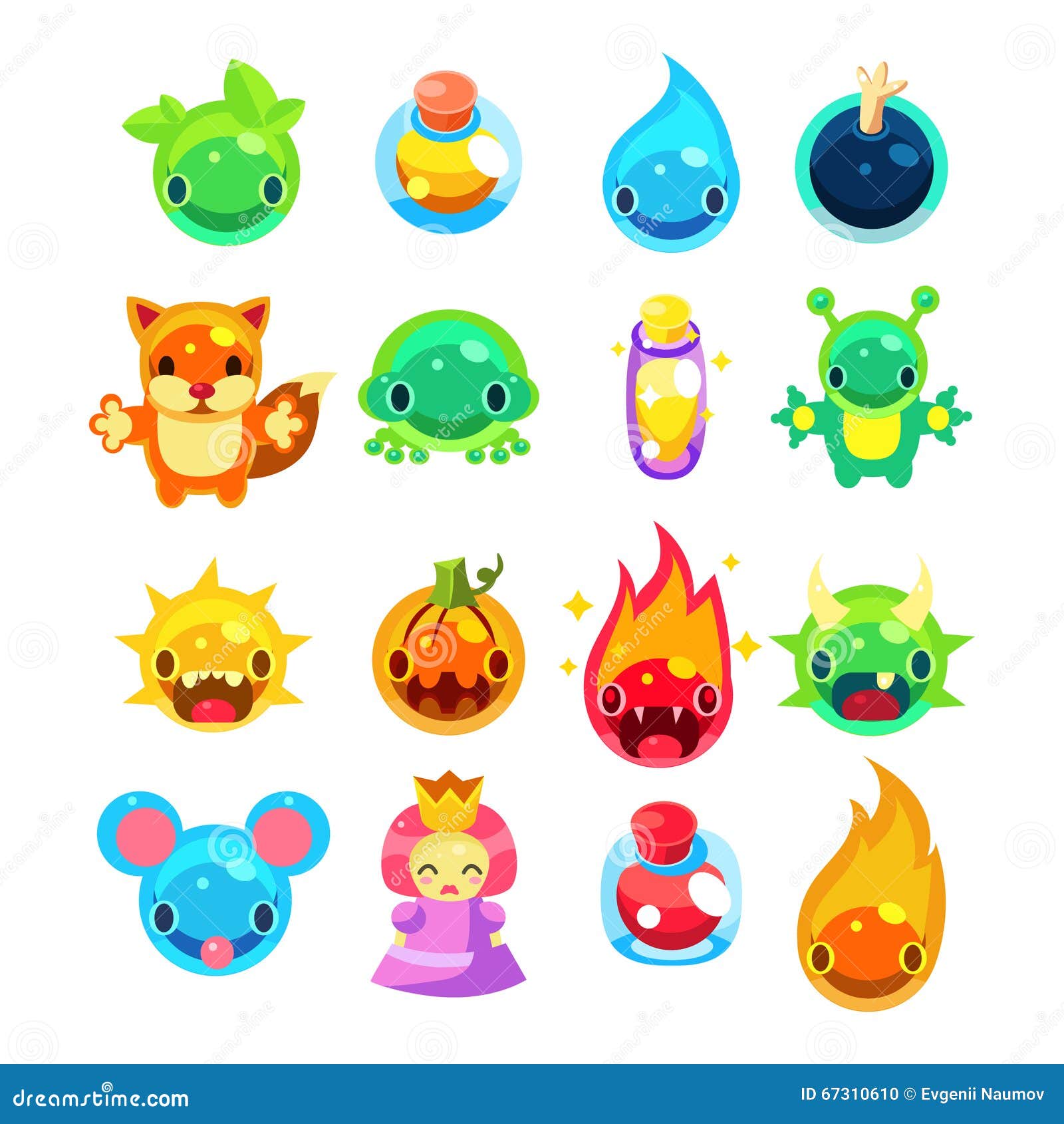 Computer Game Icons Set. stock vector. Illustration of game - 67310610