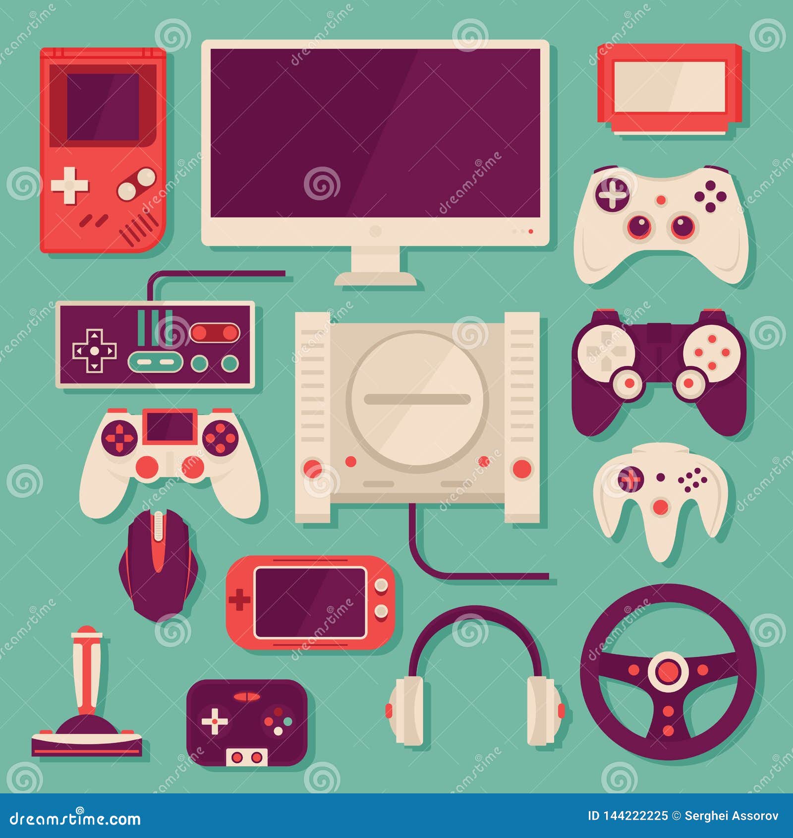 Computer Game Items and Elements Stock Vector - Illustration of game ...