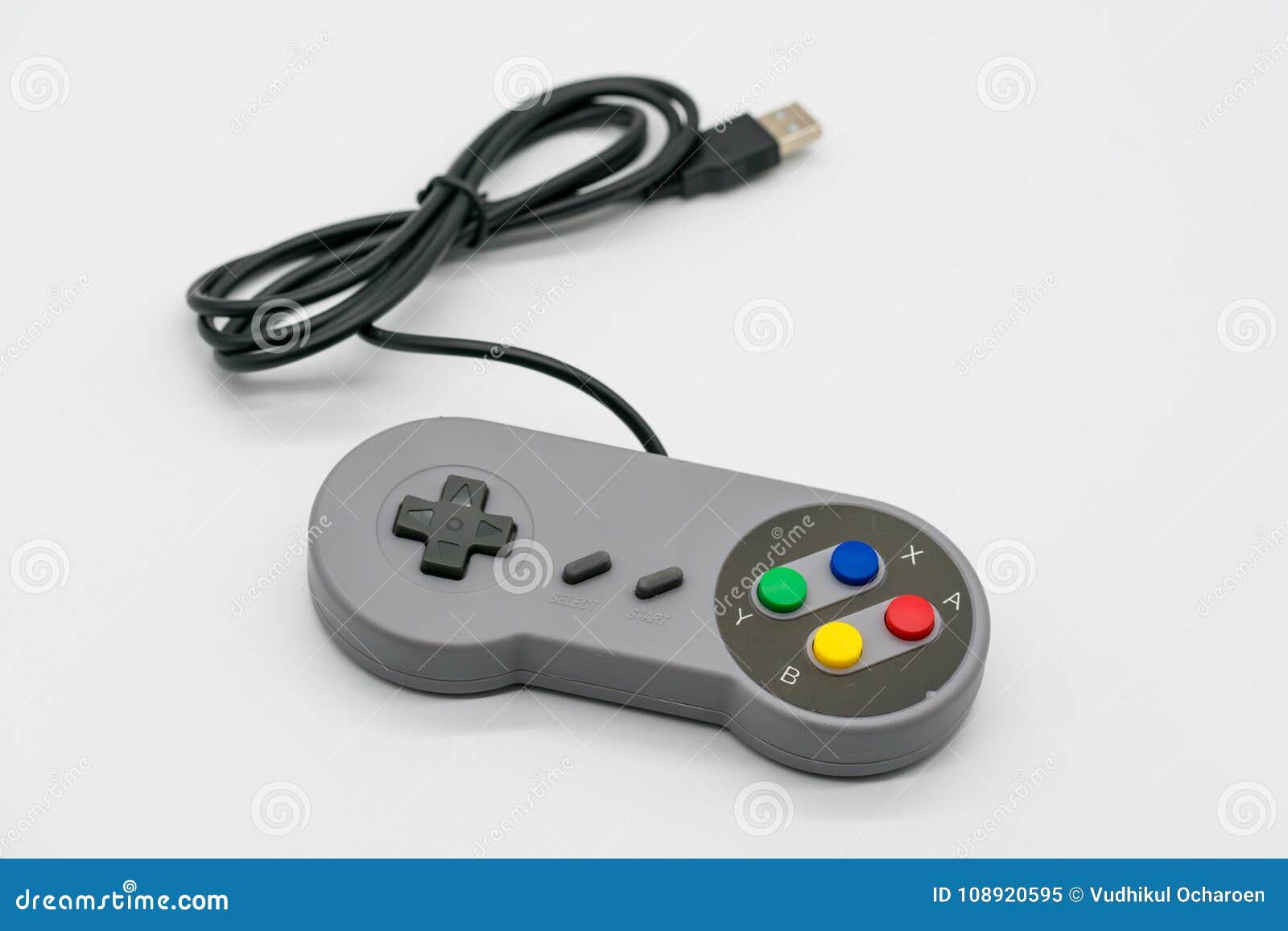 Computer Game Joystick USB Controller Isolated on White Stock Image ...