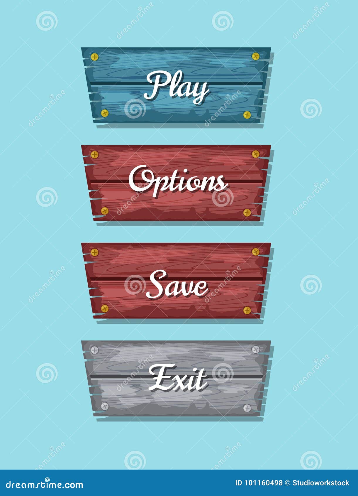 Computer Game Menu Interface Cartoon Collection Stock Vector ...