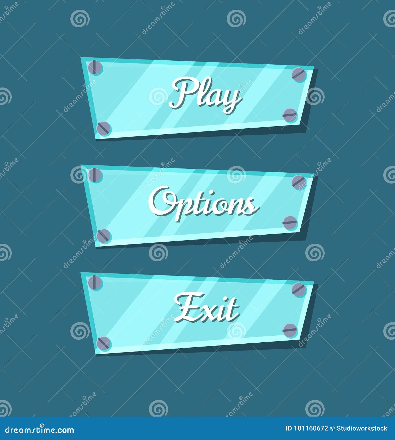 Computer Game Menu Interface Cartoon Collection Vector Illustration ...