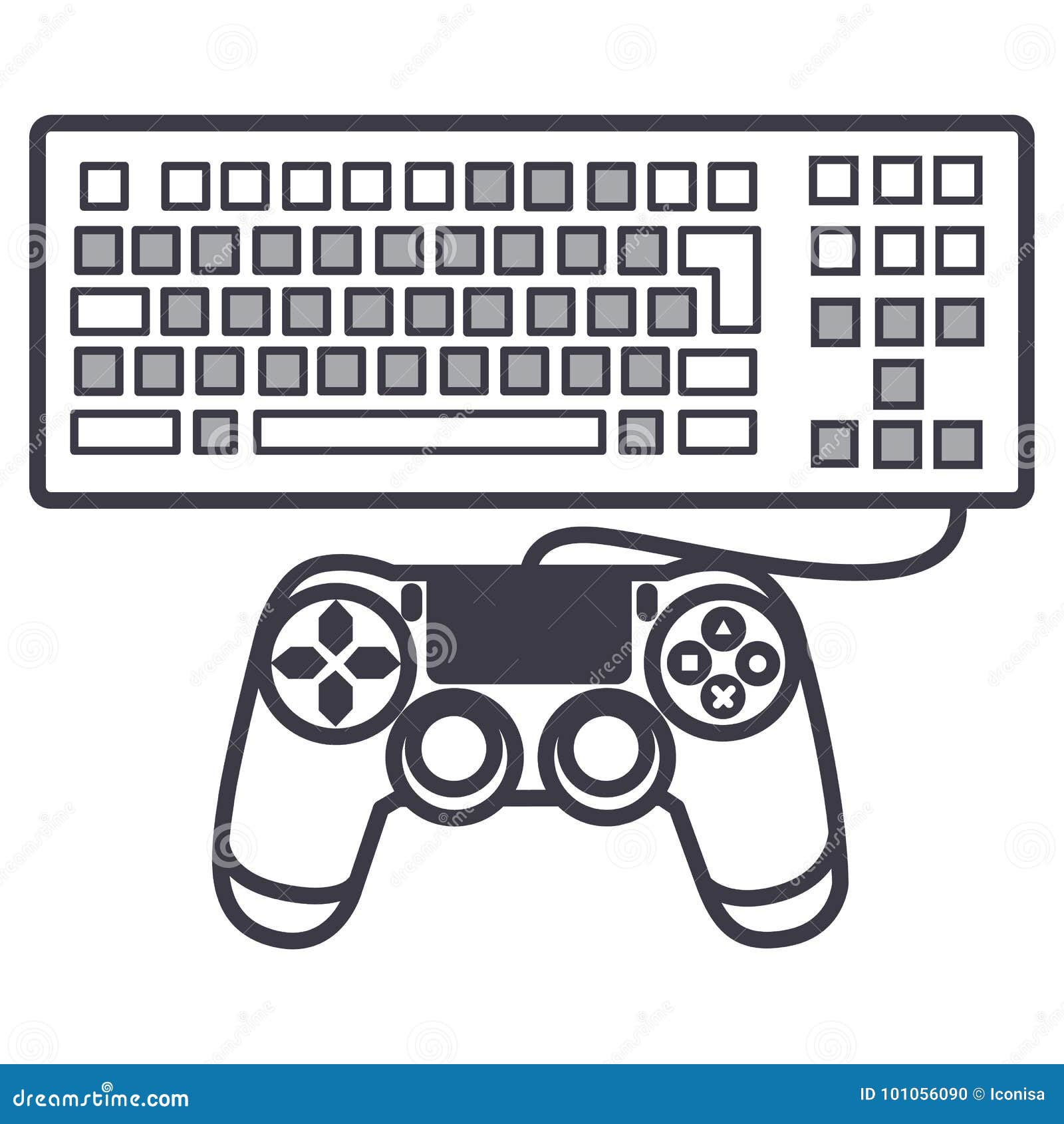 Computer Game Vector Line Icon, Sign, Illustration on Background ...