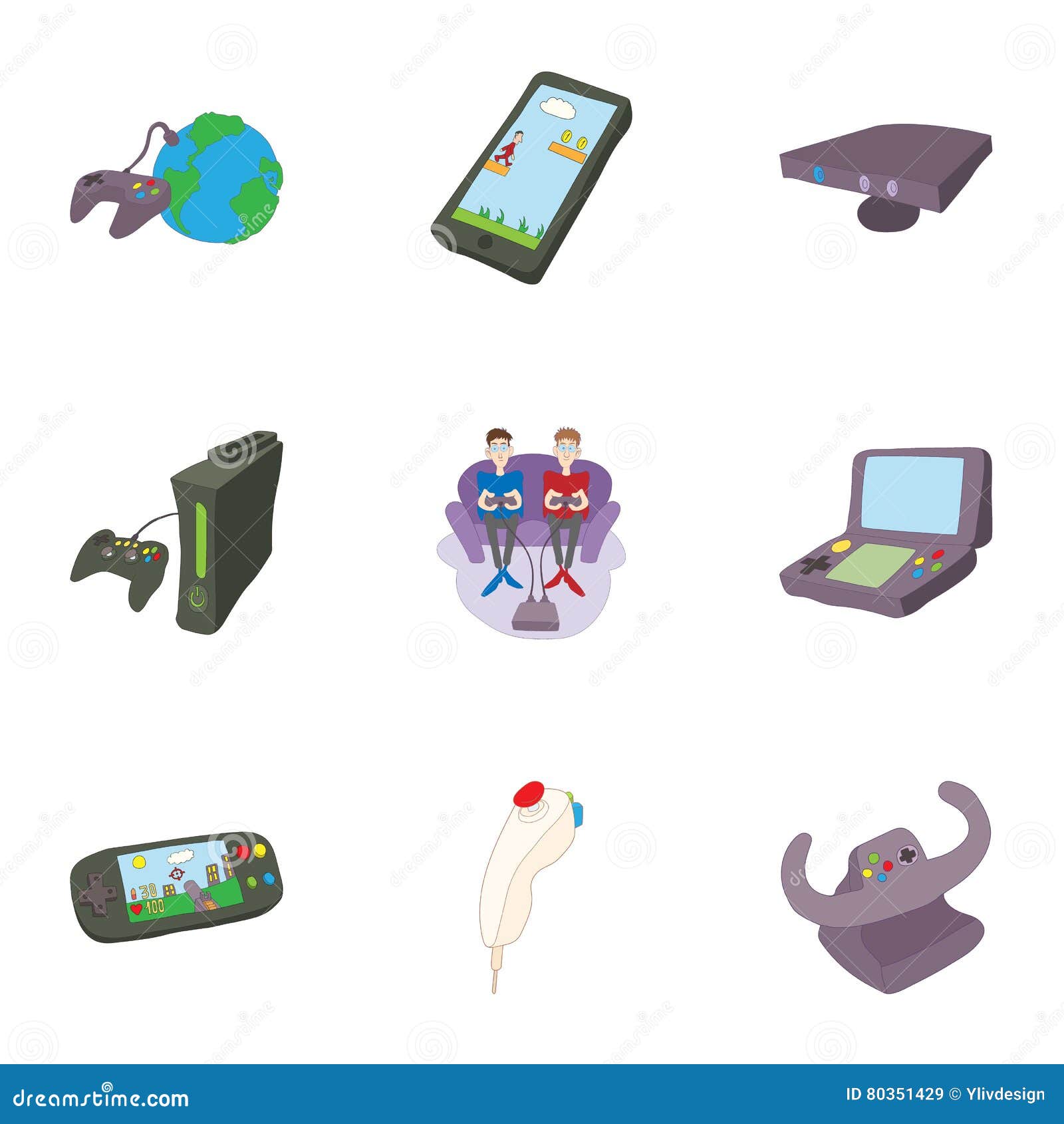 Computer Games Icons Set, Cartoon Style Stock Vector - Illustration of ...