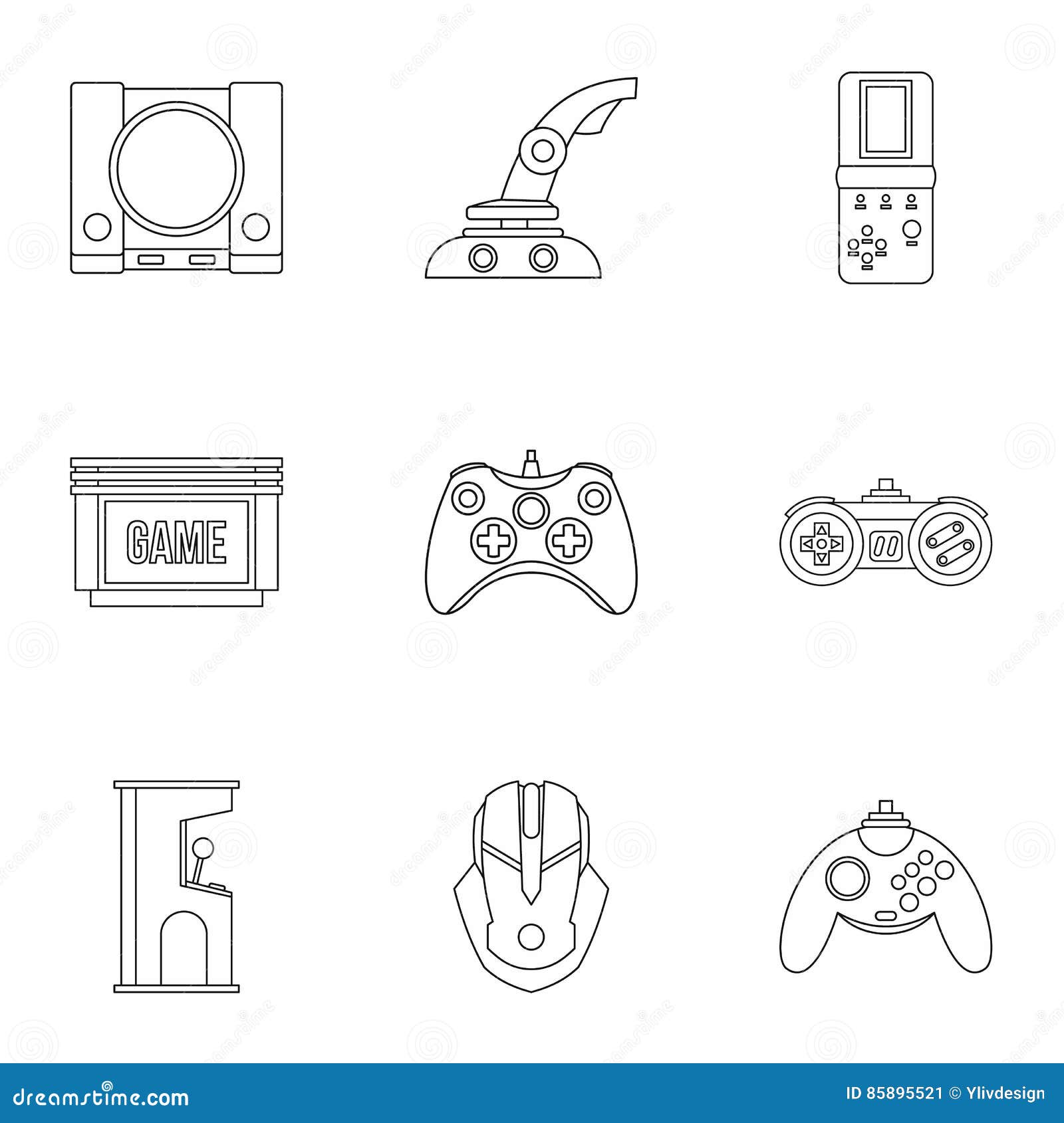 Computer Games Icons Set, Outline Style Stock Vector - Illustration of ...