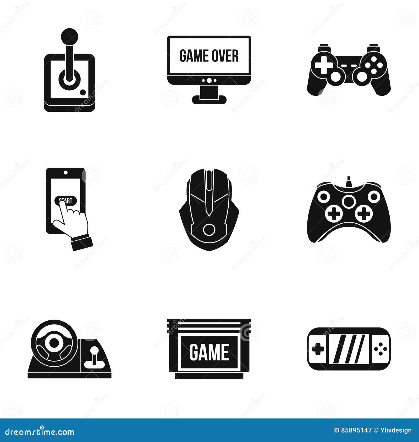 Computer Games Icons Set, Simple Style Stock Vector - Illustration of ...