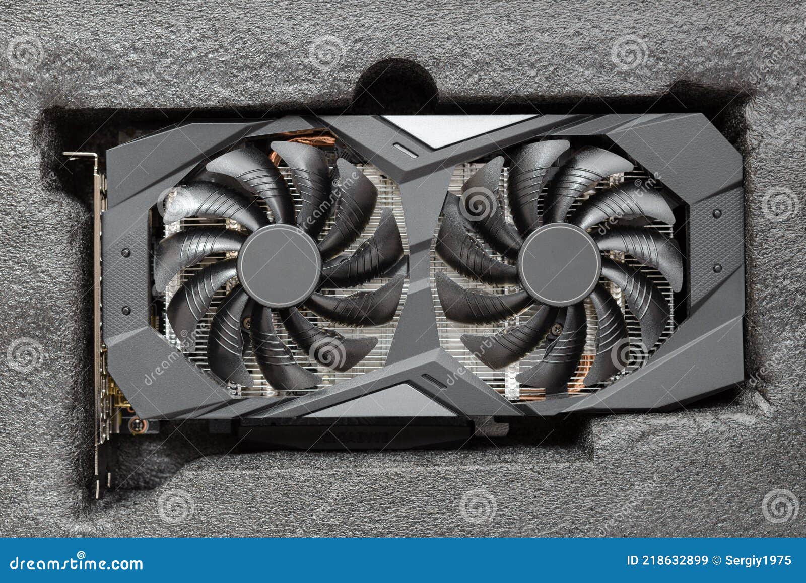 Computer Gaming Graphics Card in Packing Foam Close-up Stock Image ...