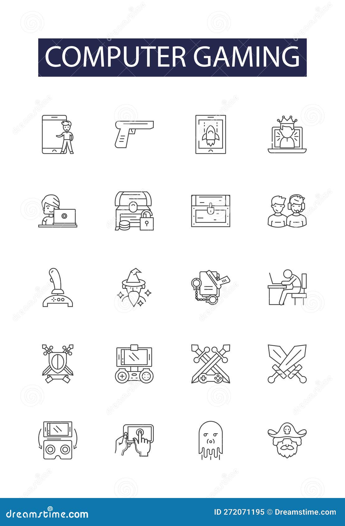 Computer Gaming Line Vector Icons and Signs. Gaming, Console, Strategy ...