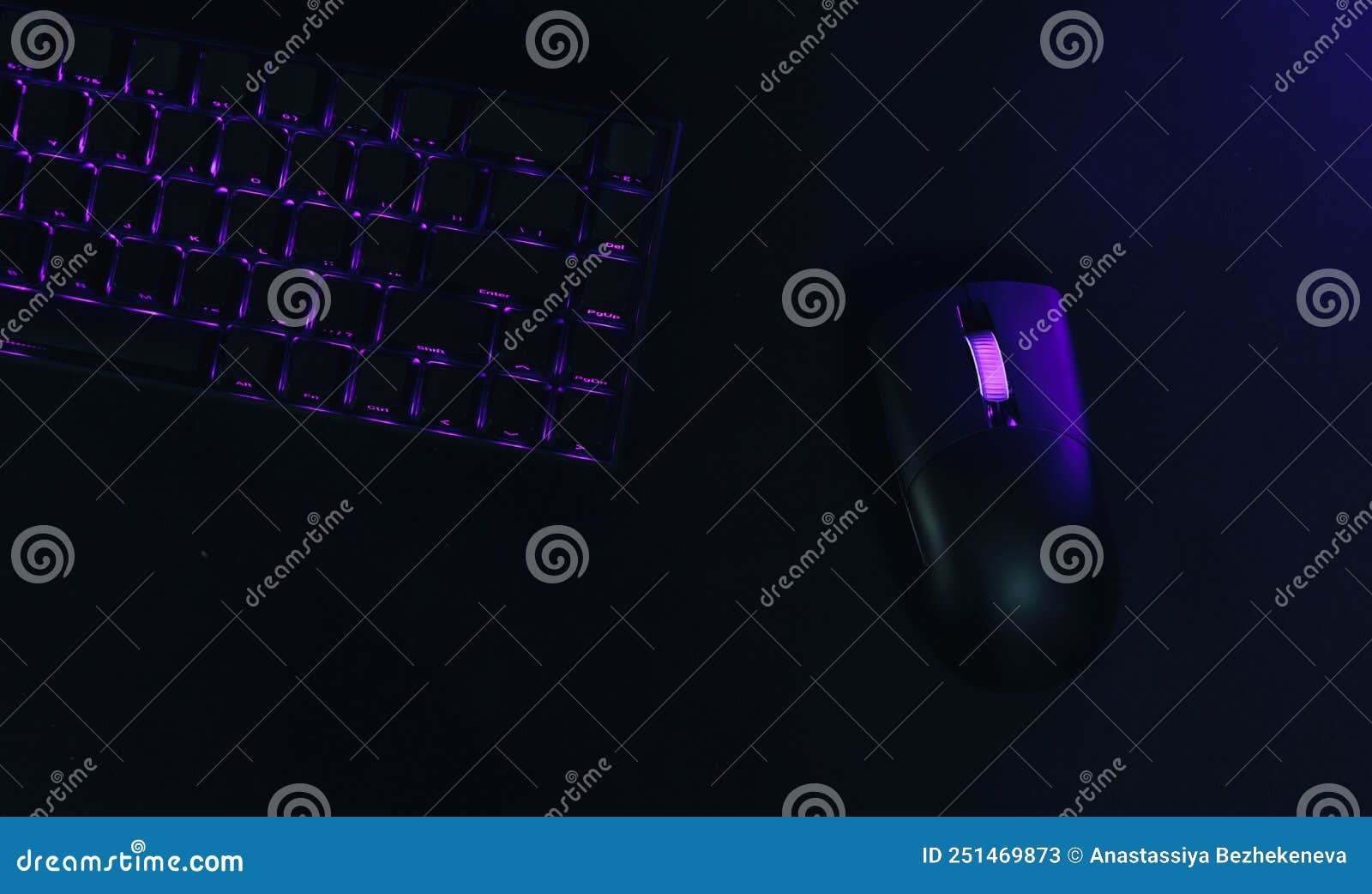 Computer Gaming Mouse and Keyboard with Purple Backlight Stock Image ...