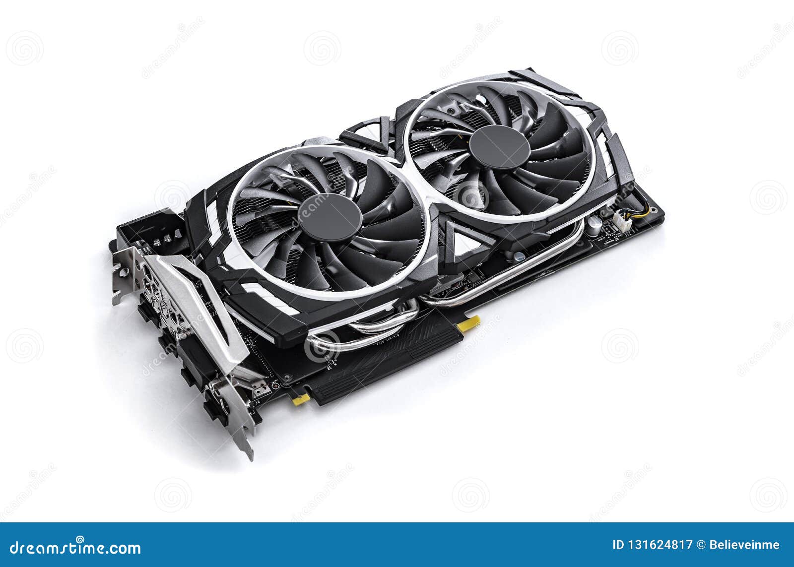 Computer Gaming Powerful Graphic Card on White. Stock Image - Image of ...
