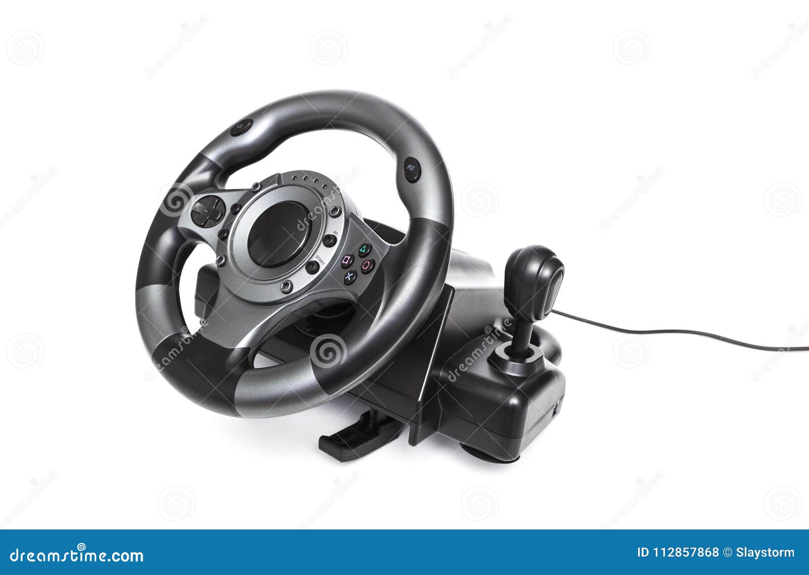 Computer Gaming Steering Wheel. Game Played on the Computer Stock Photo ...