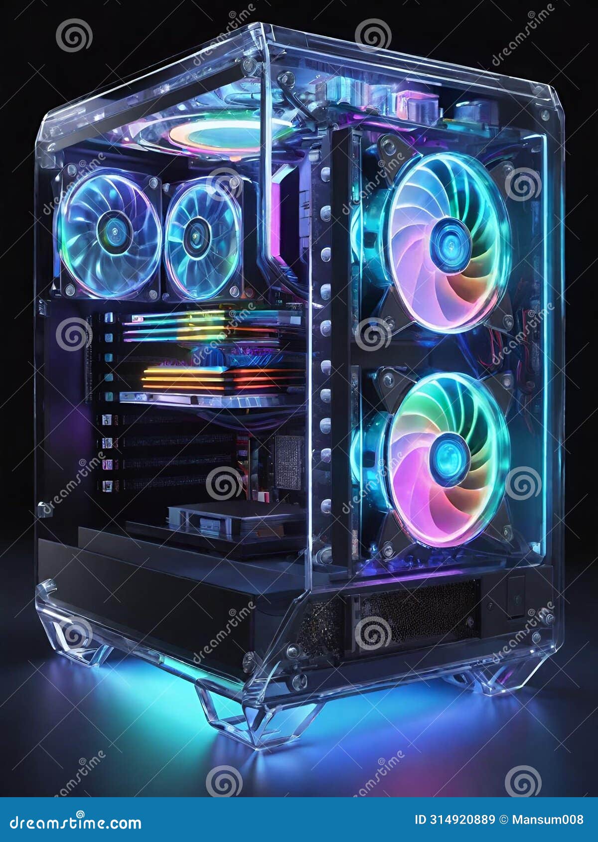 Computer Gaming System in Neon Color Stock Illustration - Illustration ...