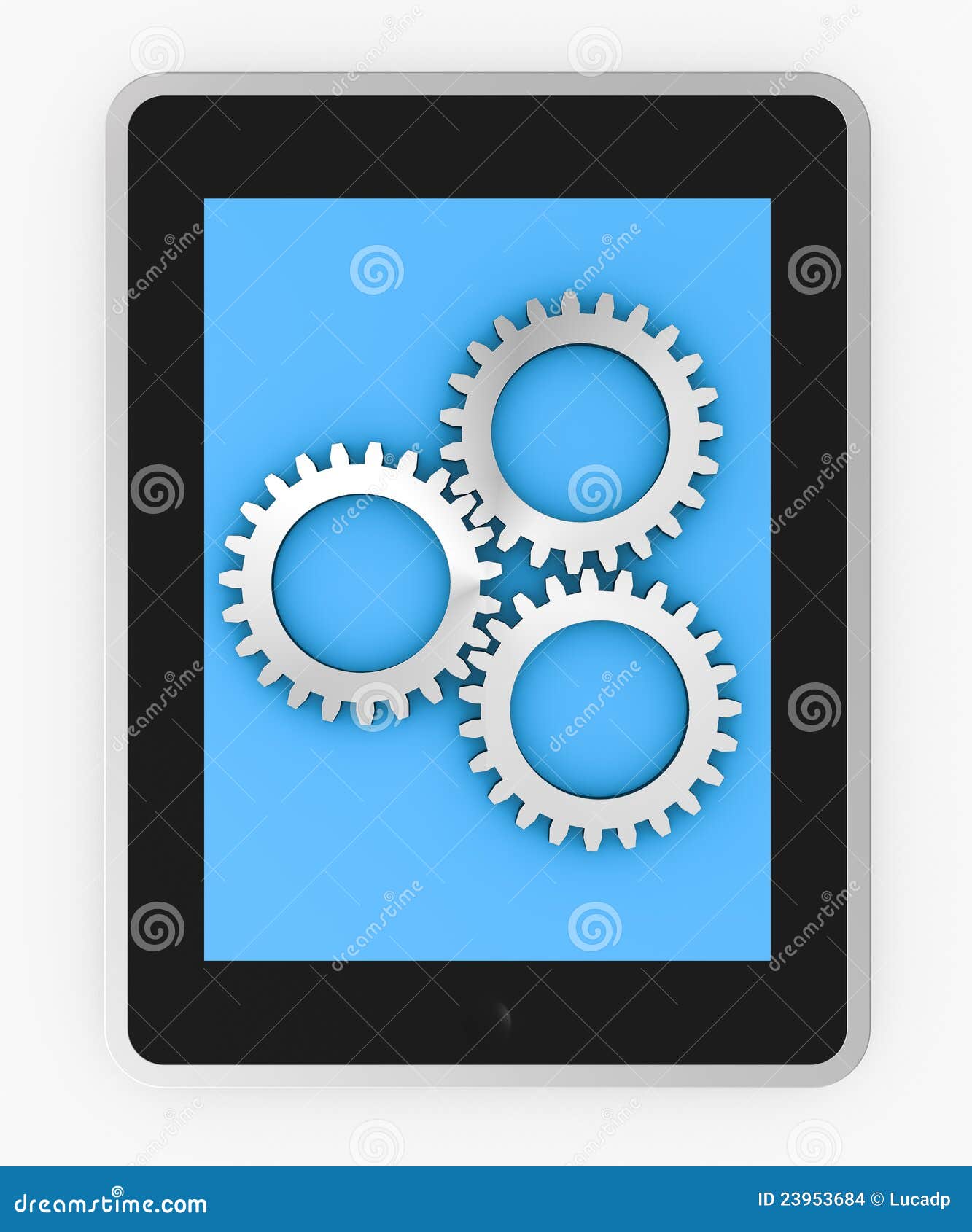 Computer with gears stock illustration. Illustration of concept - 23953684