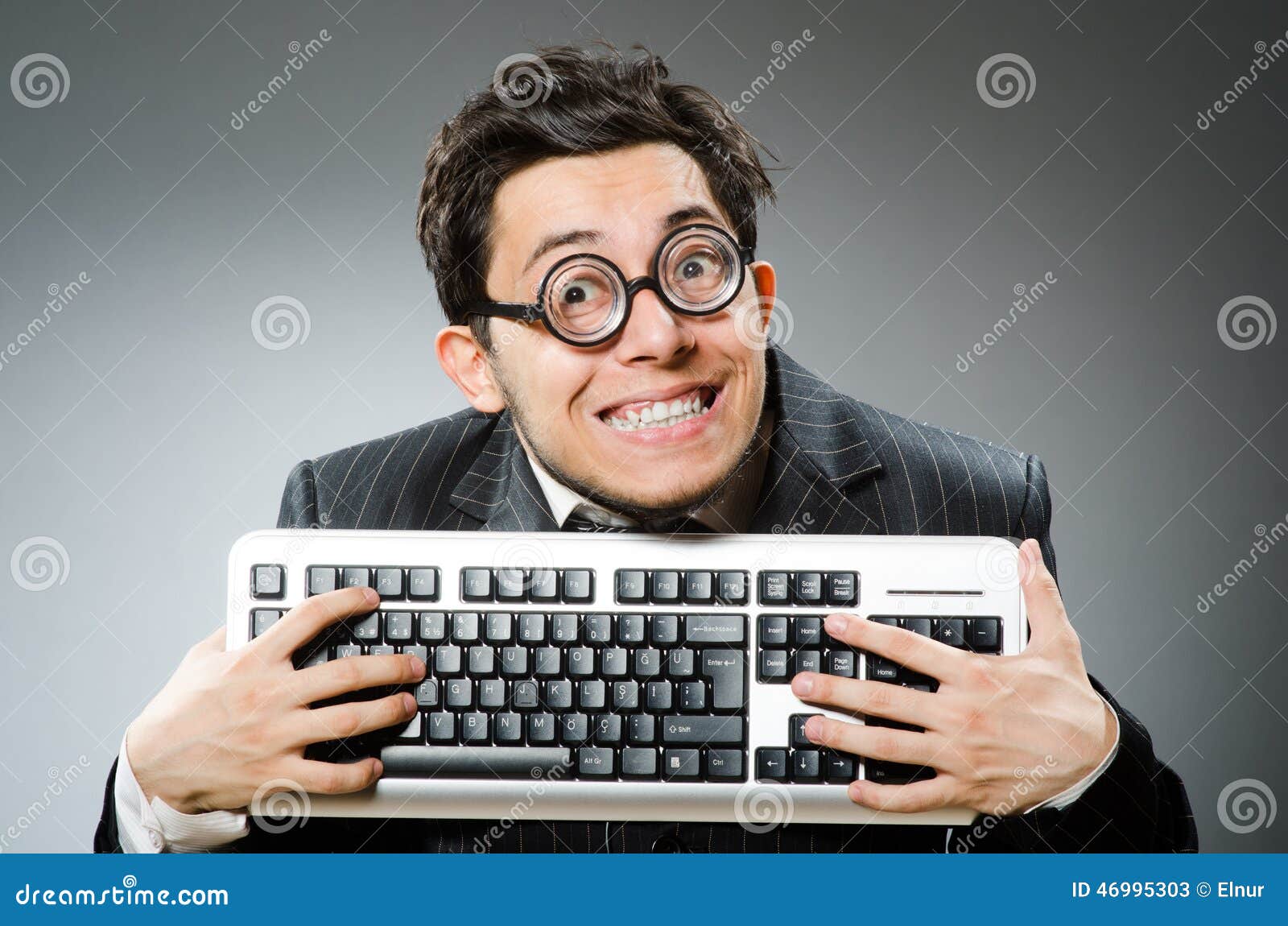 Computer Geek with Computer Stock Image - Image of internet, male: 46995303
