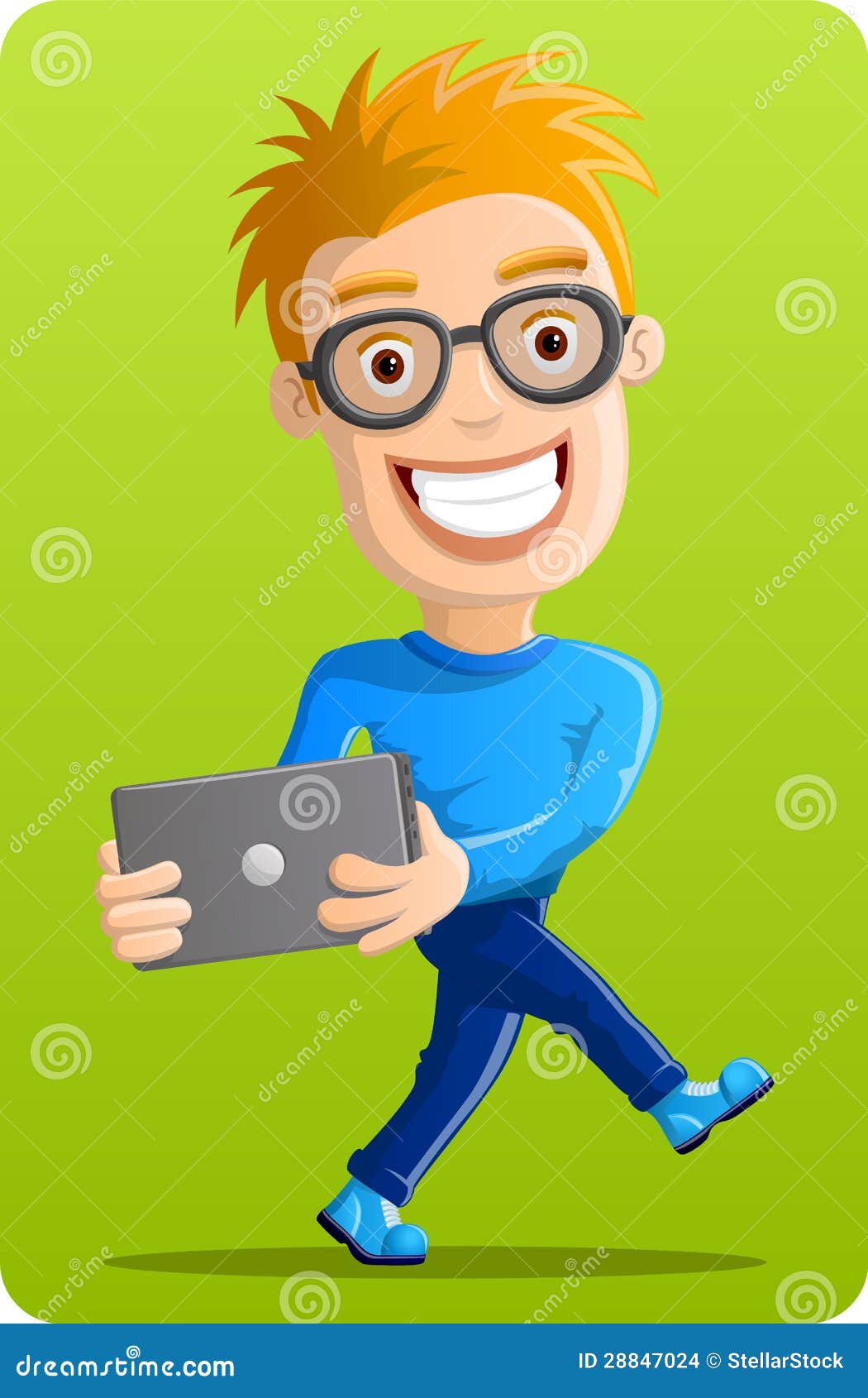Computer Geek - Dancing with Laptop Stock Vector - Illustration of ...