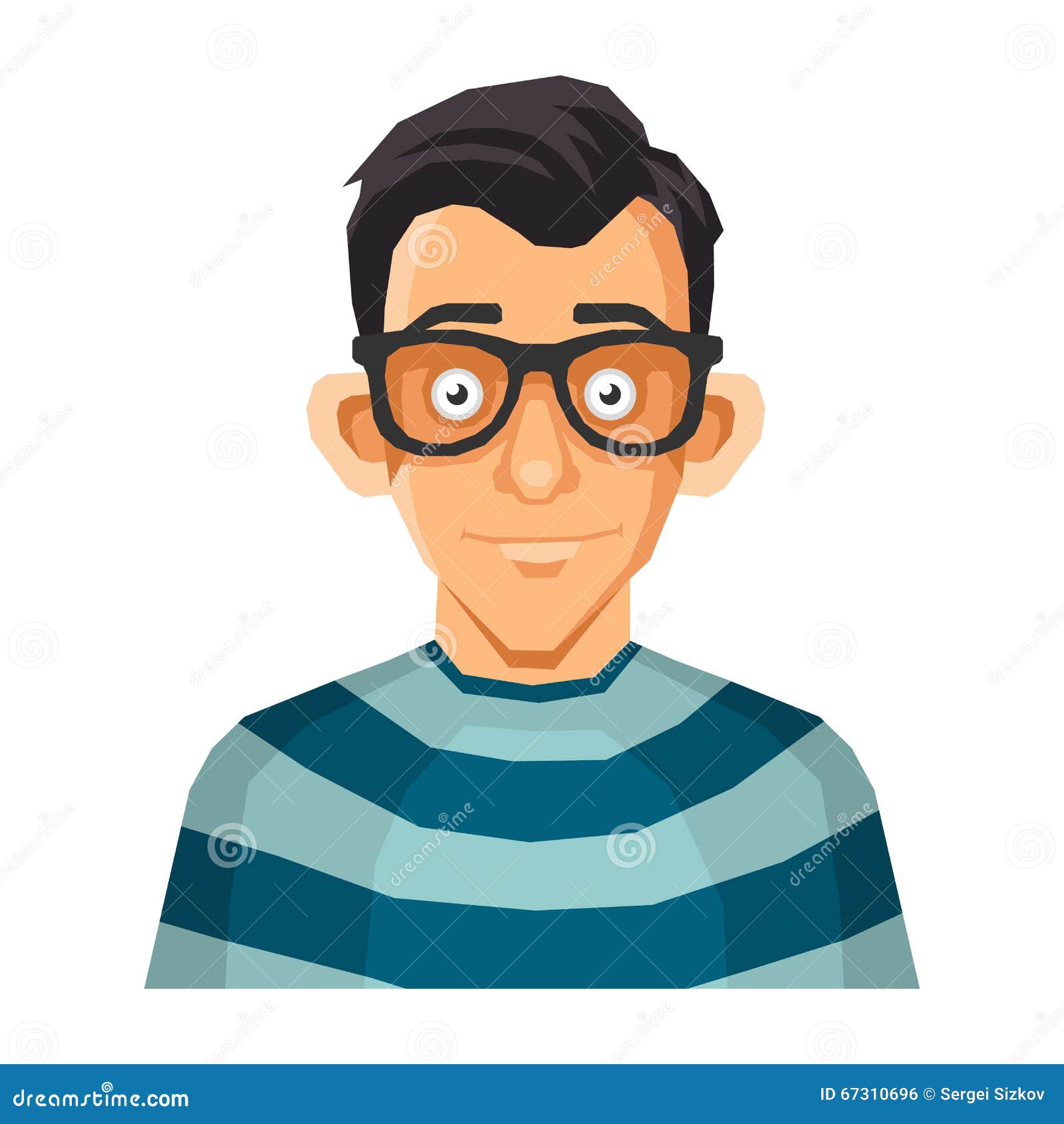 Computer Geek Face in Glasses. Vector Stock Vector - Illustration of ...