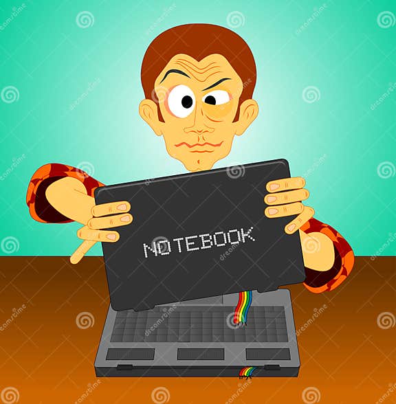 Computer Geek Notebook Accident Stock Illustration - Illustration of ...