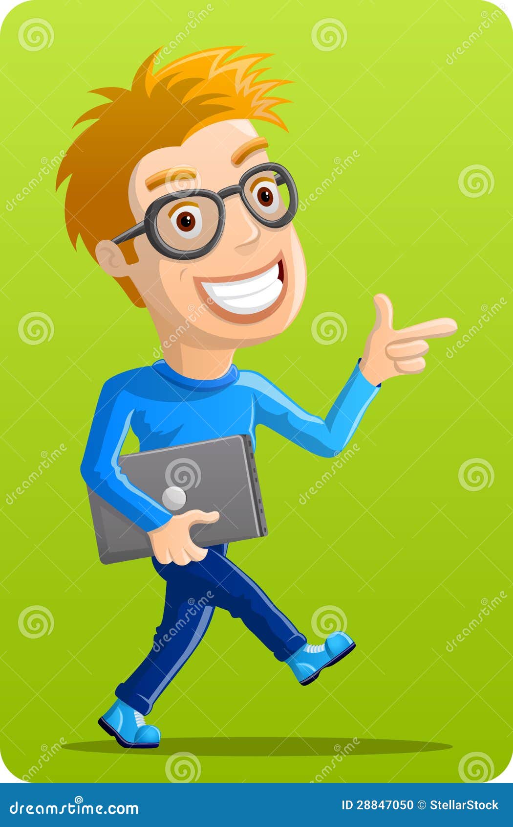 Computer Geek - Pointing with Laptop Stock Vector - Illustration of ...