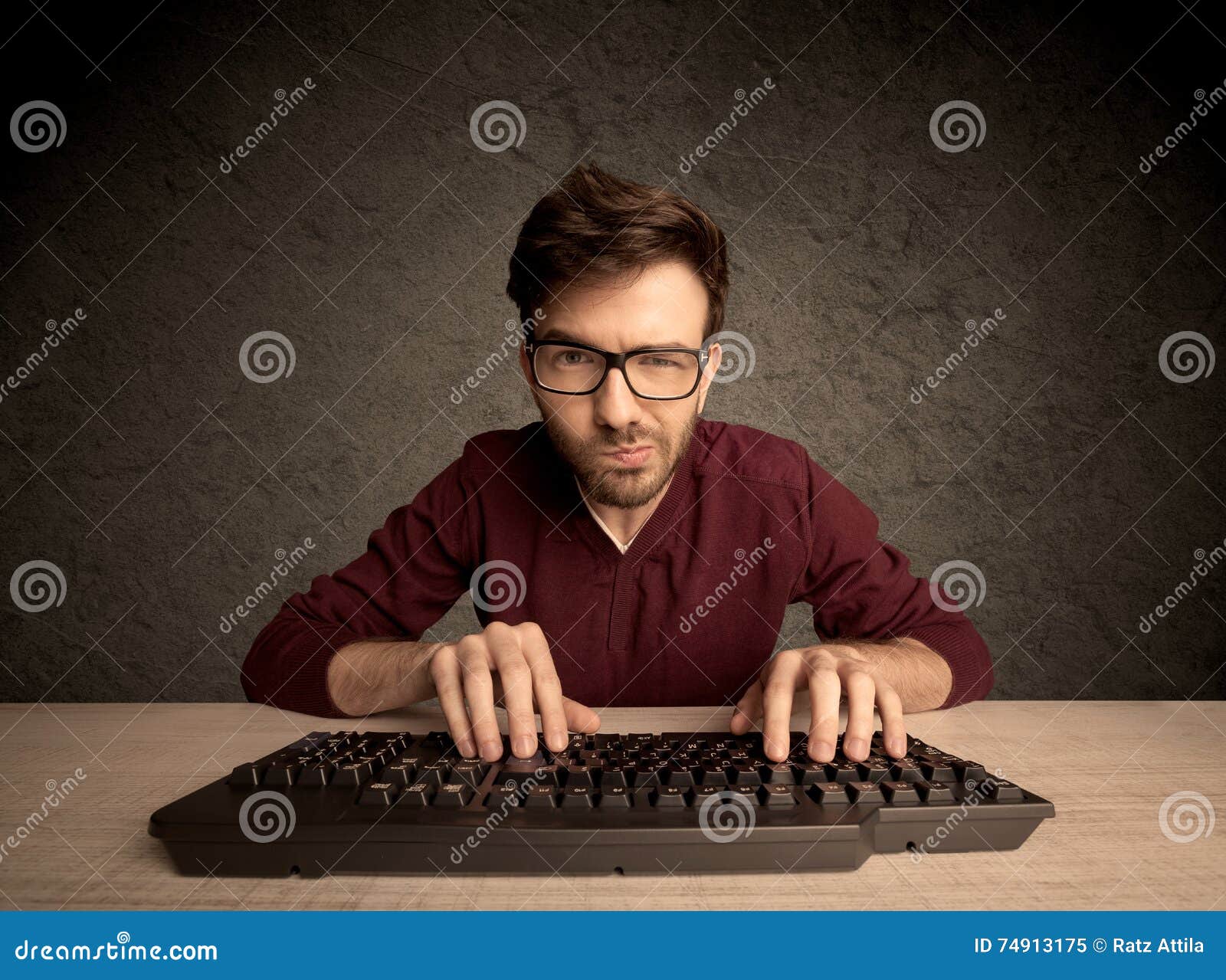 Computer Geek Typing on Keyboard Stock Image - Image of intruder, geek ...
