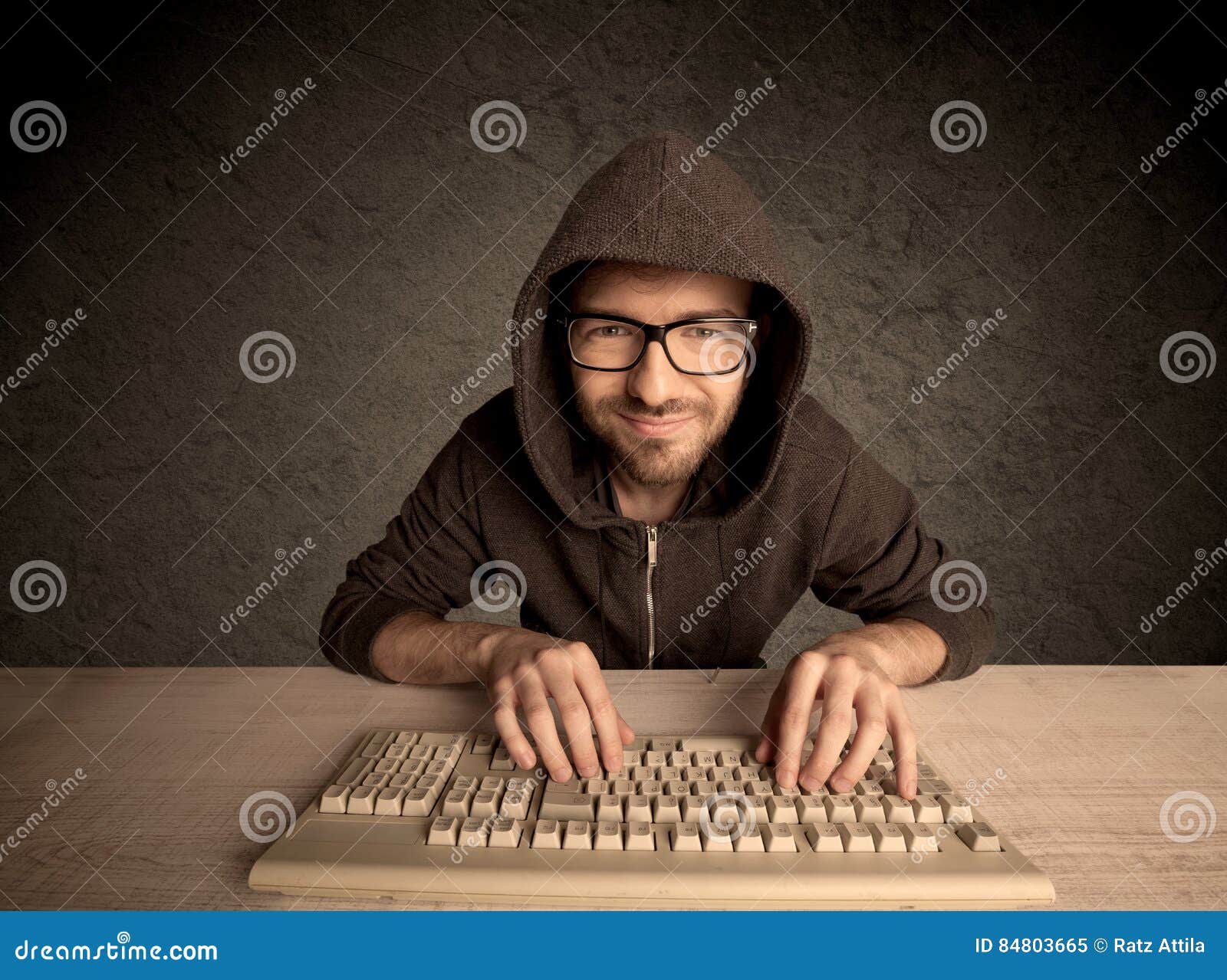 Computer Geek Typing on Keyboard Stock Image - Image of graphic ...