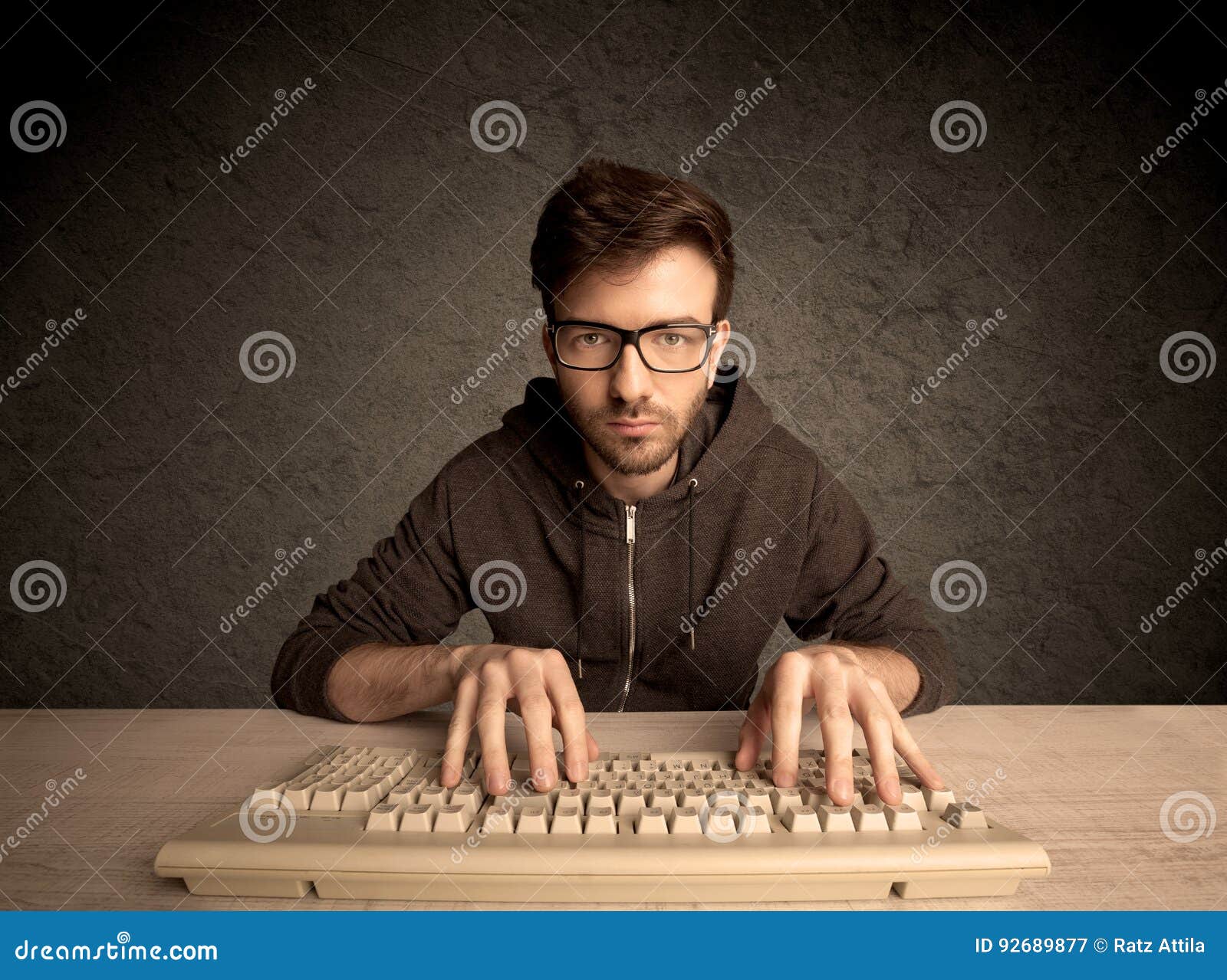 Computer Geek Typing on Keyboard Stock Image - Image of email ...