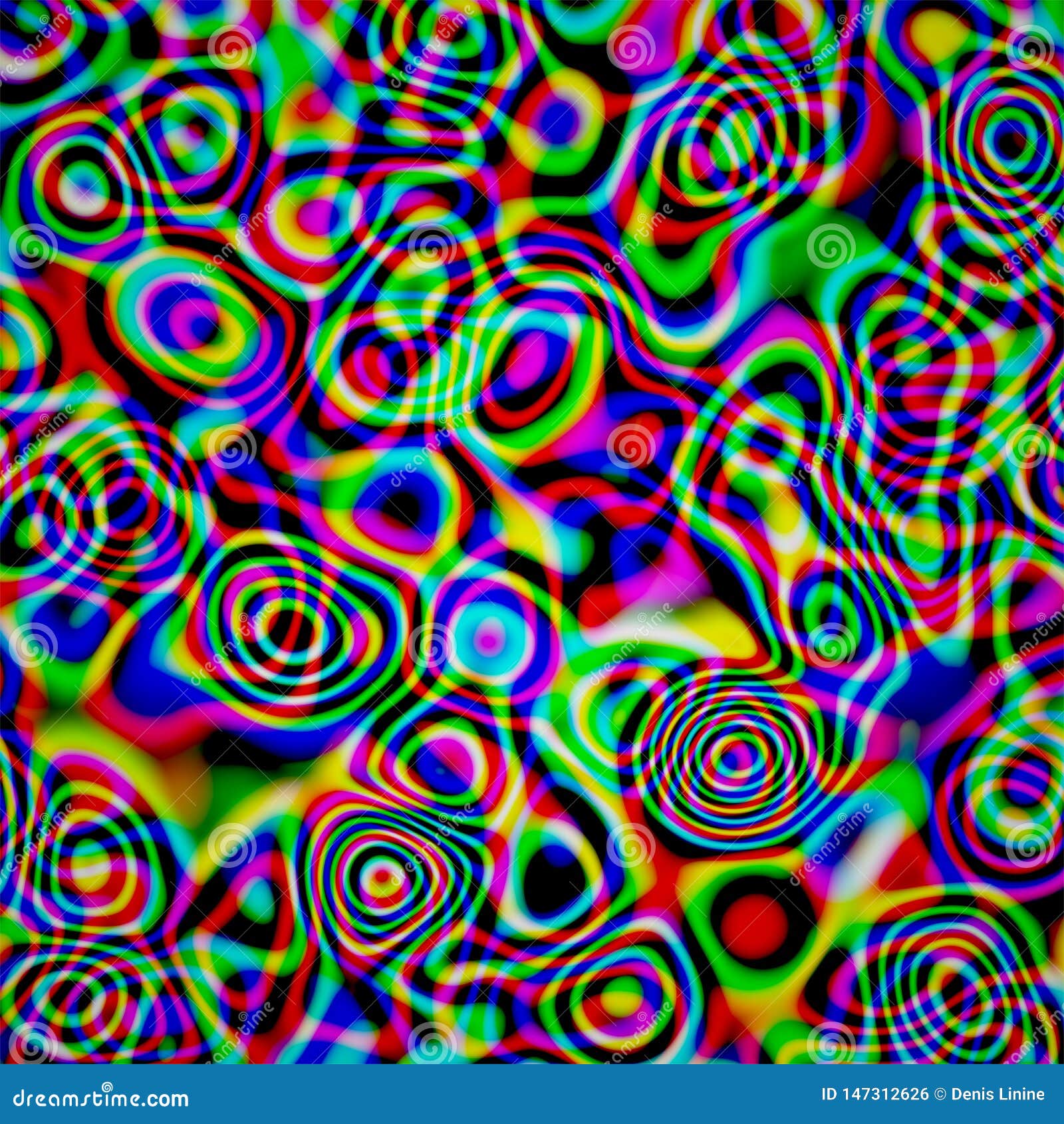 Computer Generated Abstract Multicolored Pattern on Black Background ...