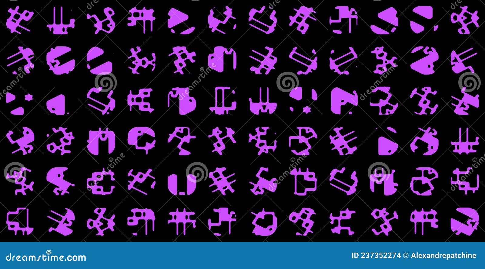 Computer Generated Alien Hieroglyphs Symbols Isolated on Black ...
