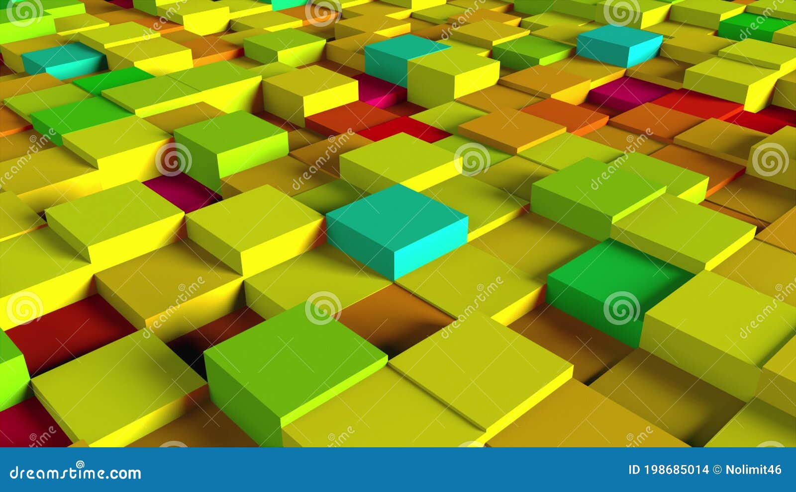 Computer Generated Background Multicolored Isometric Cubes, Top View ...