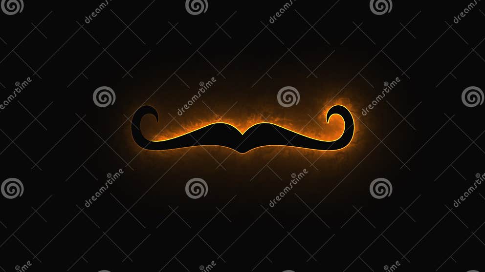 Computer Generated Background with Neon Light Draws a Mustache Shape ...