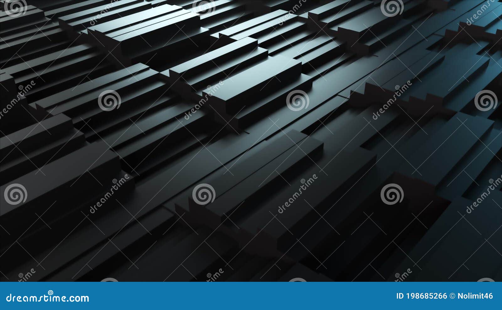 Computer Generated Background Waves Of Rectangles, Top View. 3D ...