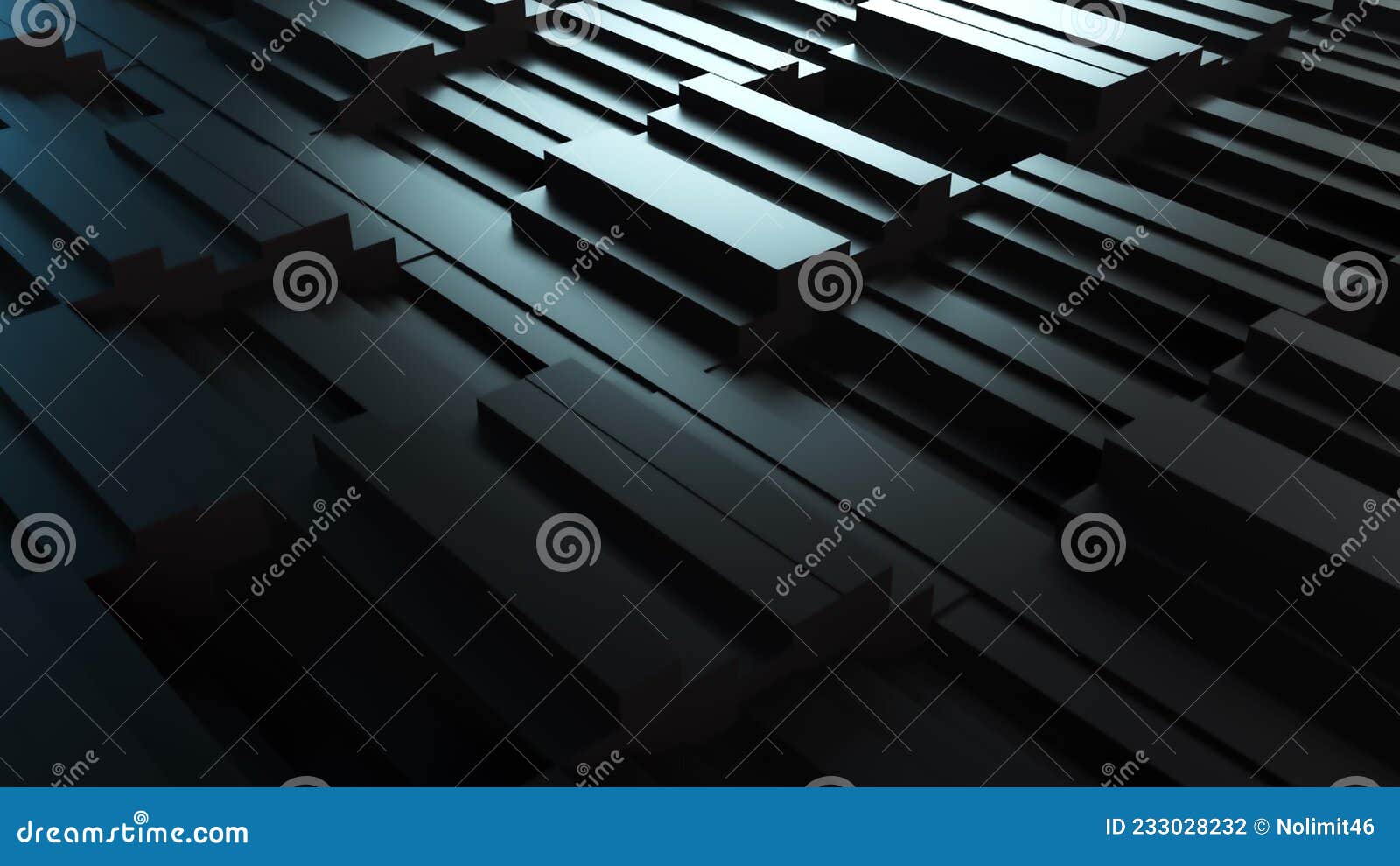 Computer Generated Background Waves of Rectangles, Top View. 3D ...