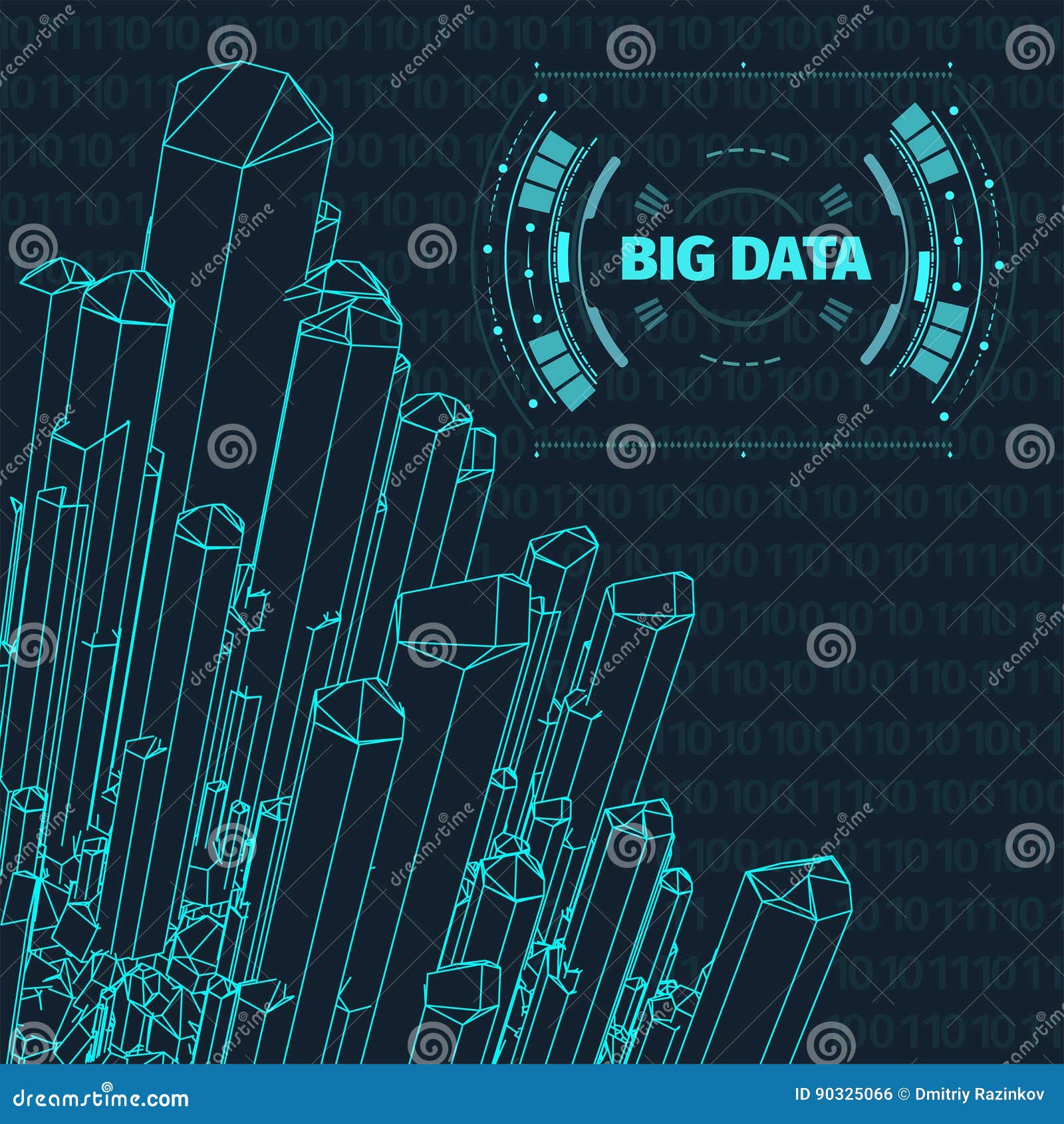 Computer Generated Binary Code Landscape on Black Background . Big Data . Binary Code ...
