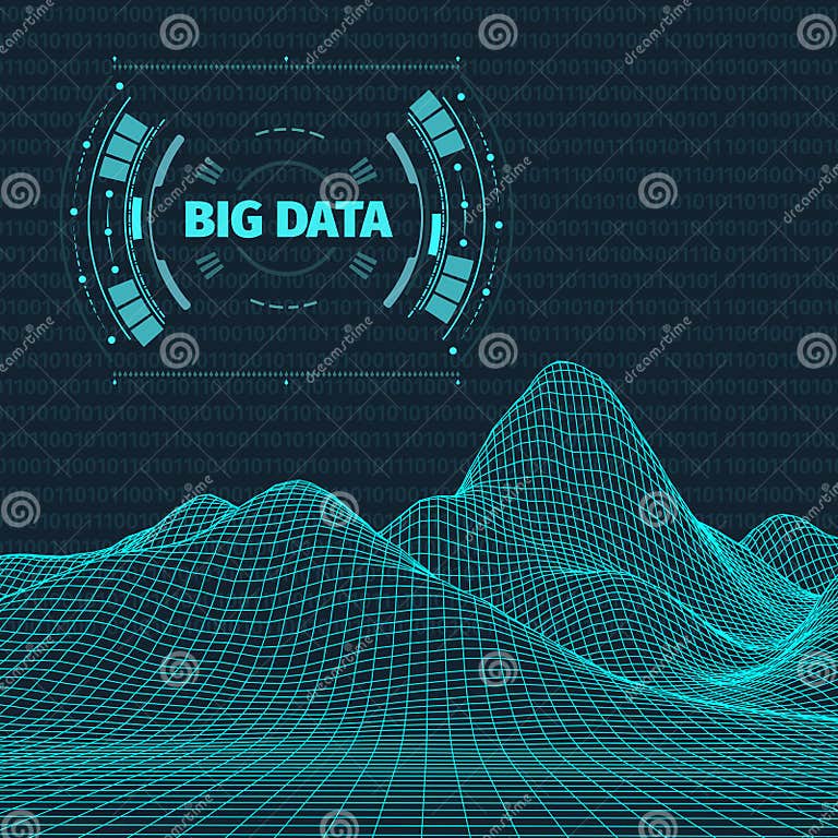 Computer Generated Binary Code Landscape on Black Background . Big Data . Binary Code ...