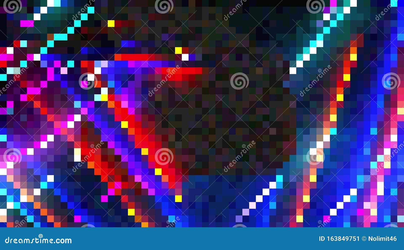 Computer Generated 8 Bit Effect, Colorful Pixelated Backdrop, 3d ...