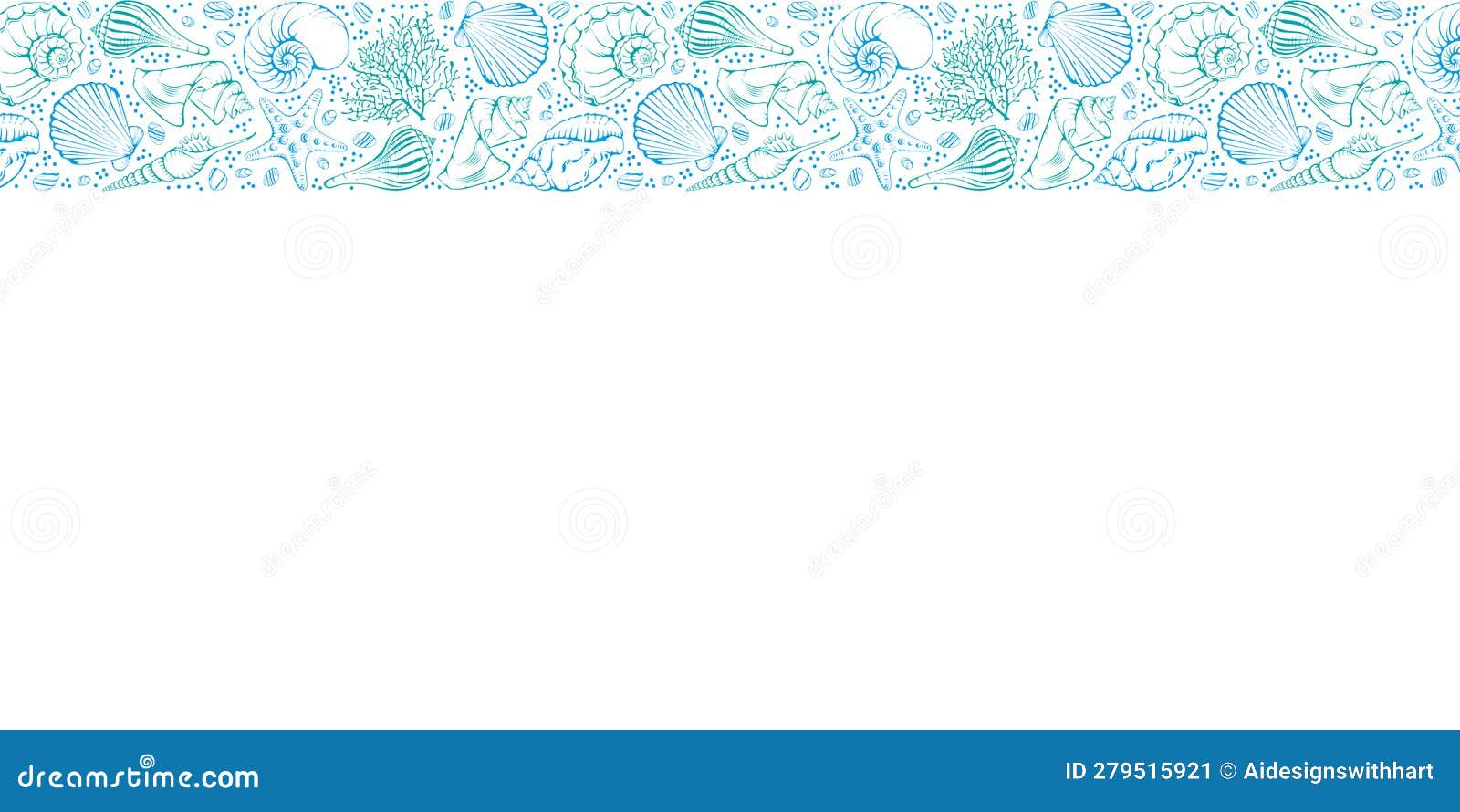Blue and Green Seashell Design Border Stock Image - Illustration of ...