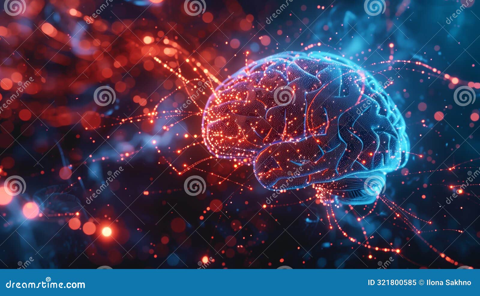 Computer Generated Brain Image with Glowing Particles Stock ...