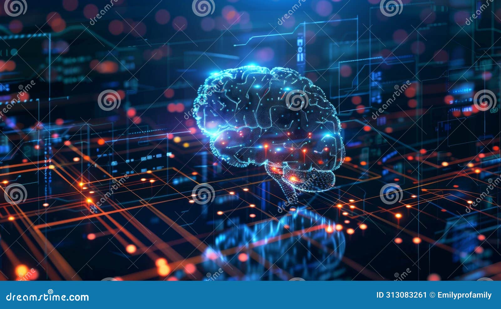 Computer Generated Brain with Neural Connections Stock Image - Image of ...