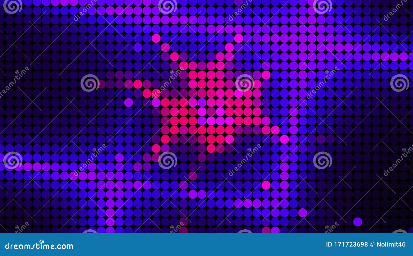 Computer Generated Bright Display of Running Dottes Lights. 3D ...