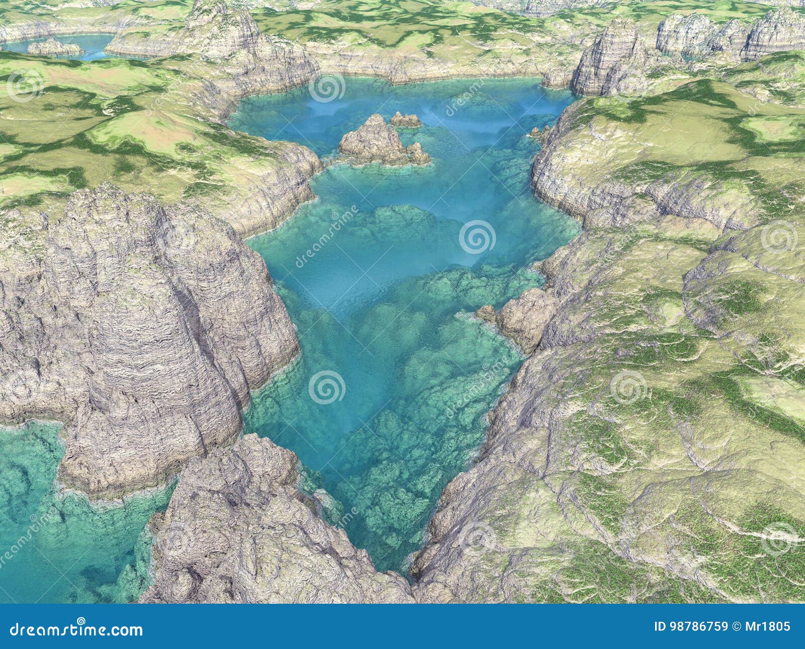 Aerial view of a tarn stock illustration. Illustration of surface ...