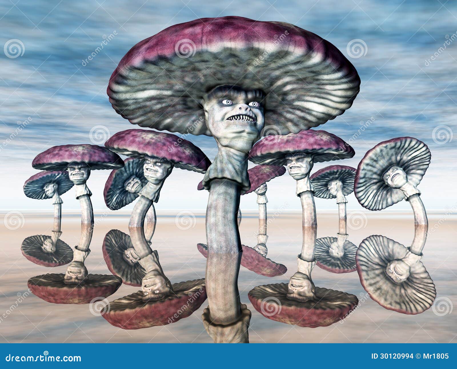 Alien Planet with Alien Plants Stock Illustration - Illustration of ...