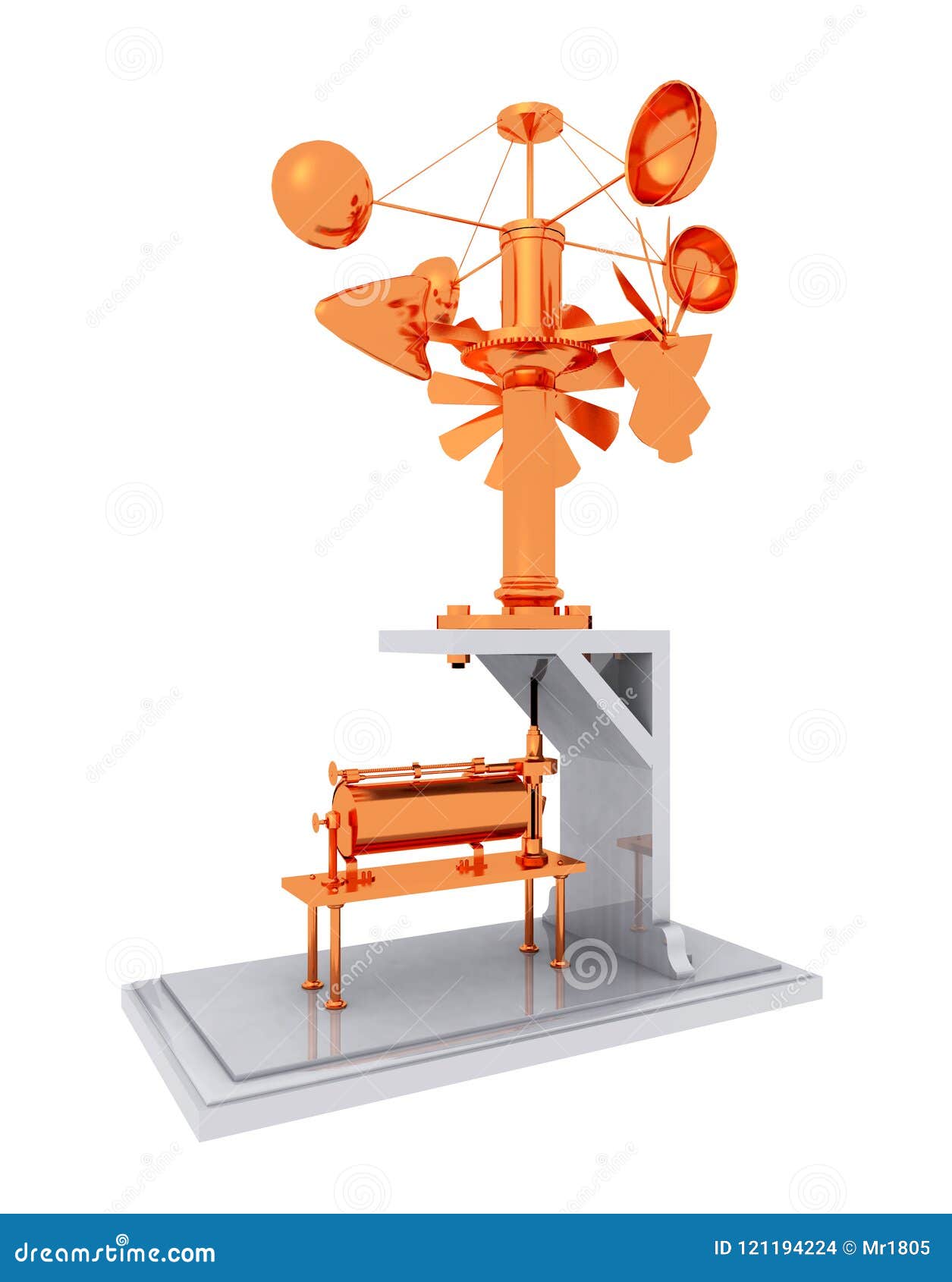 Anemometer Isolated On White Background, Measuring Wind Velocity And ...