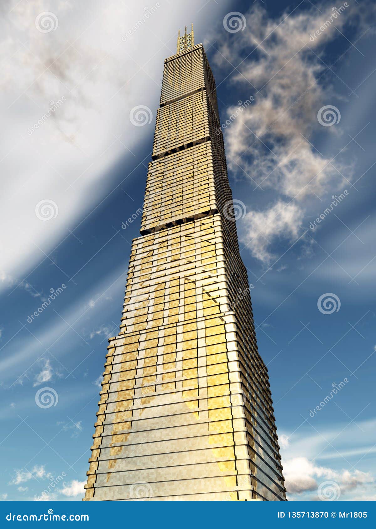 Bottom View of a Huge Skyscraper Stock Illustration - Illustration of ...