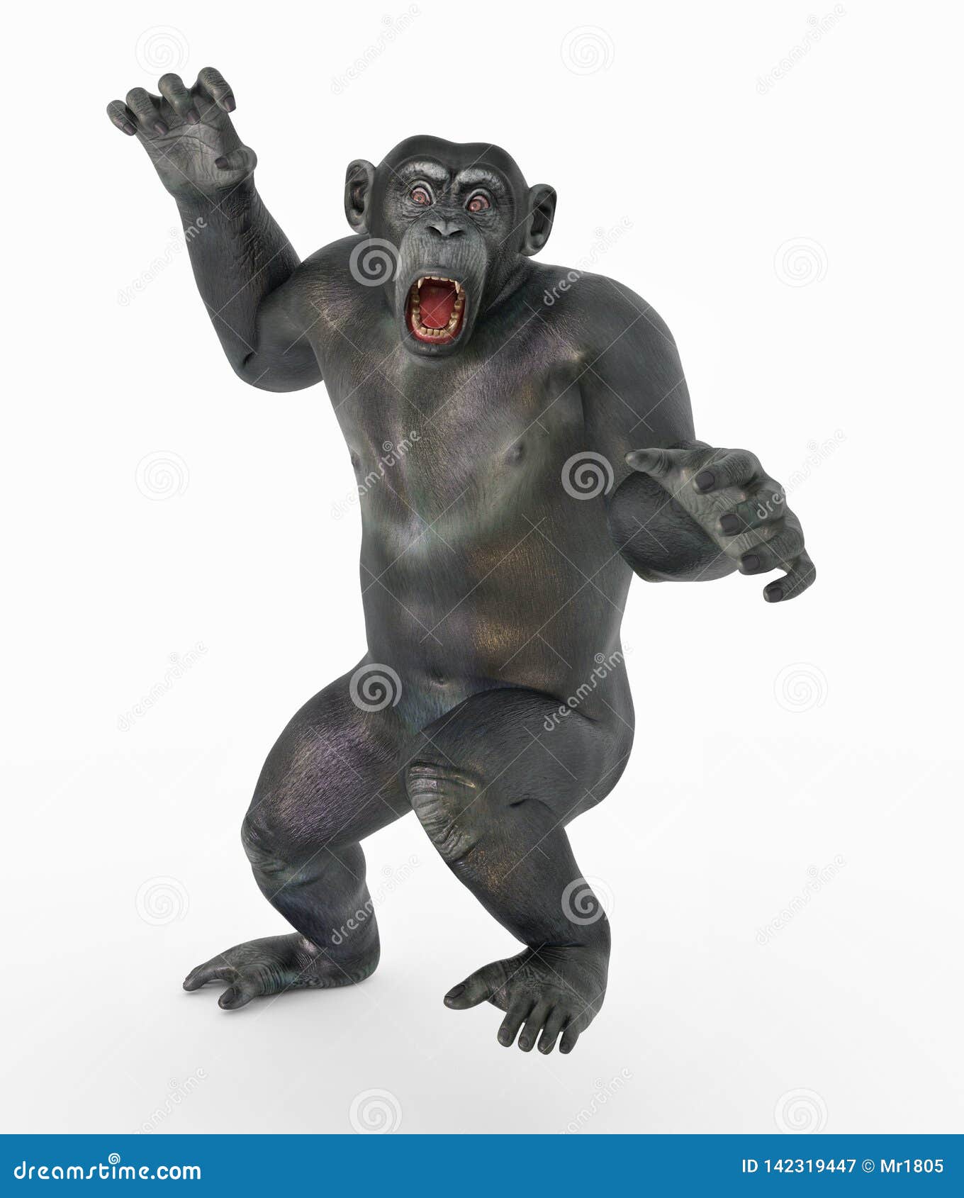 Chimpanzee attack stock illustration. Illustration of monkey - 142319447
