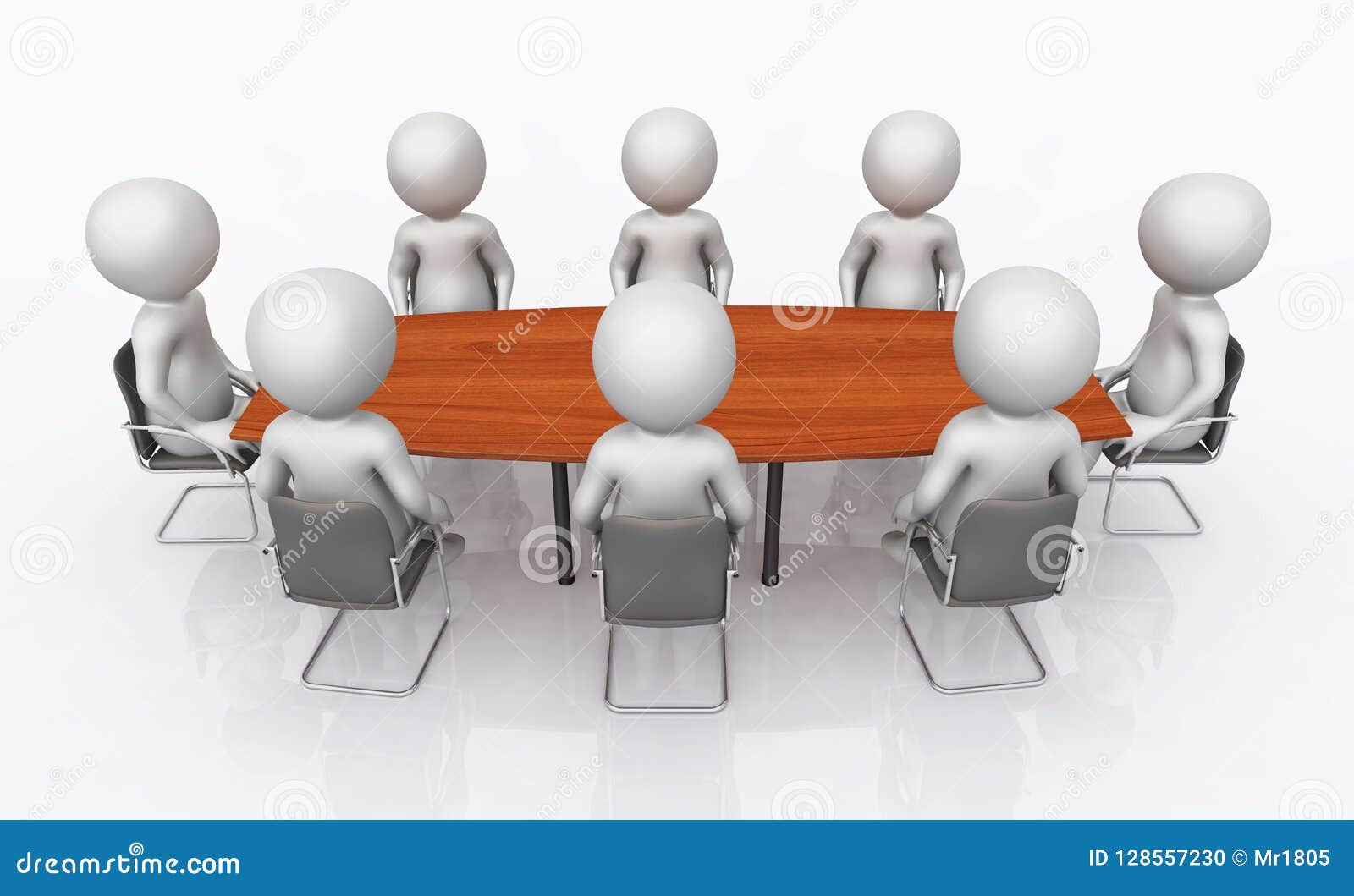 Conference Table and 3D Figures Stock Illustration - Illustration of ...