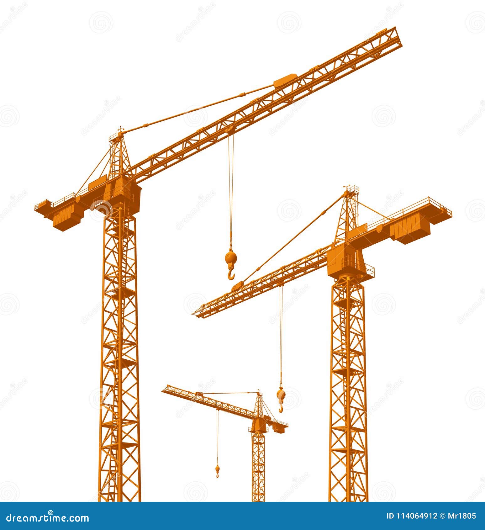 Construction Cranes Isolated on White Background Stock Illustration ...