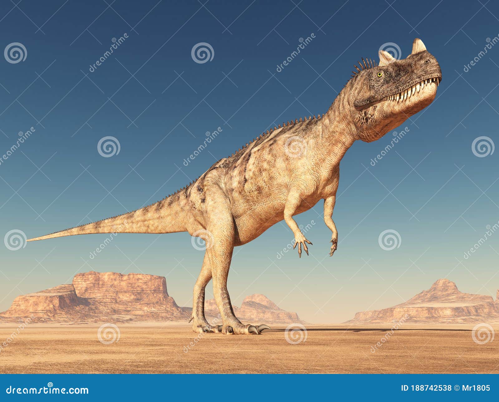 Dinosaur Ceratosaurus in a Desert Stock Illustration - Illustration of ...