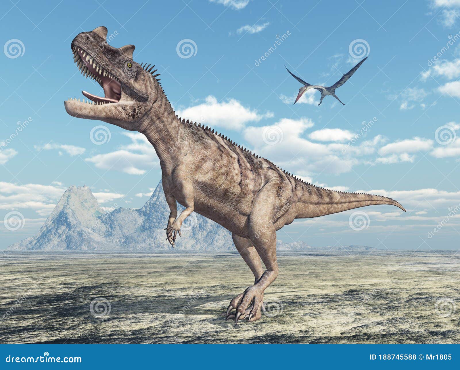 Dinosaur Ceratosaurus in a Landscape Stock Illustration - Illustration ...