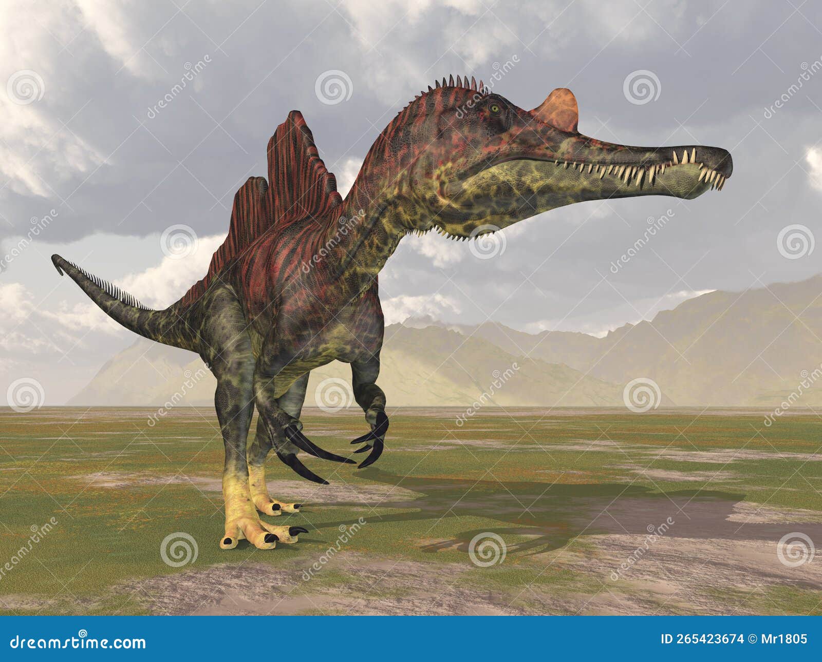 Dinosaur Ichthyovenator in a Landscape Stock Illustration ...