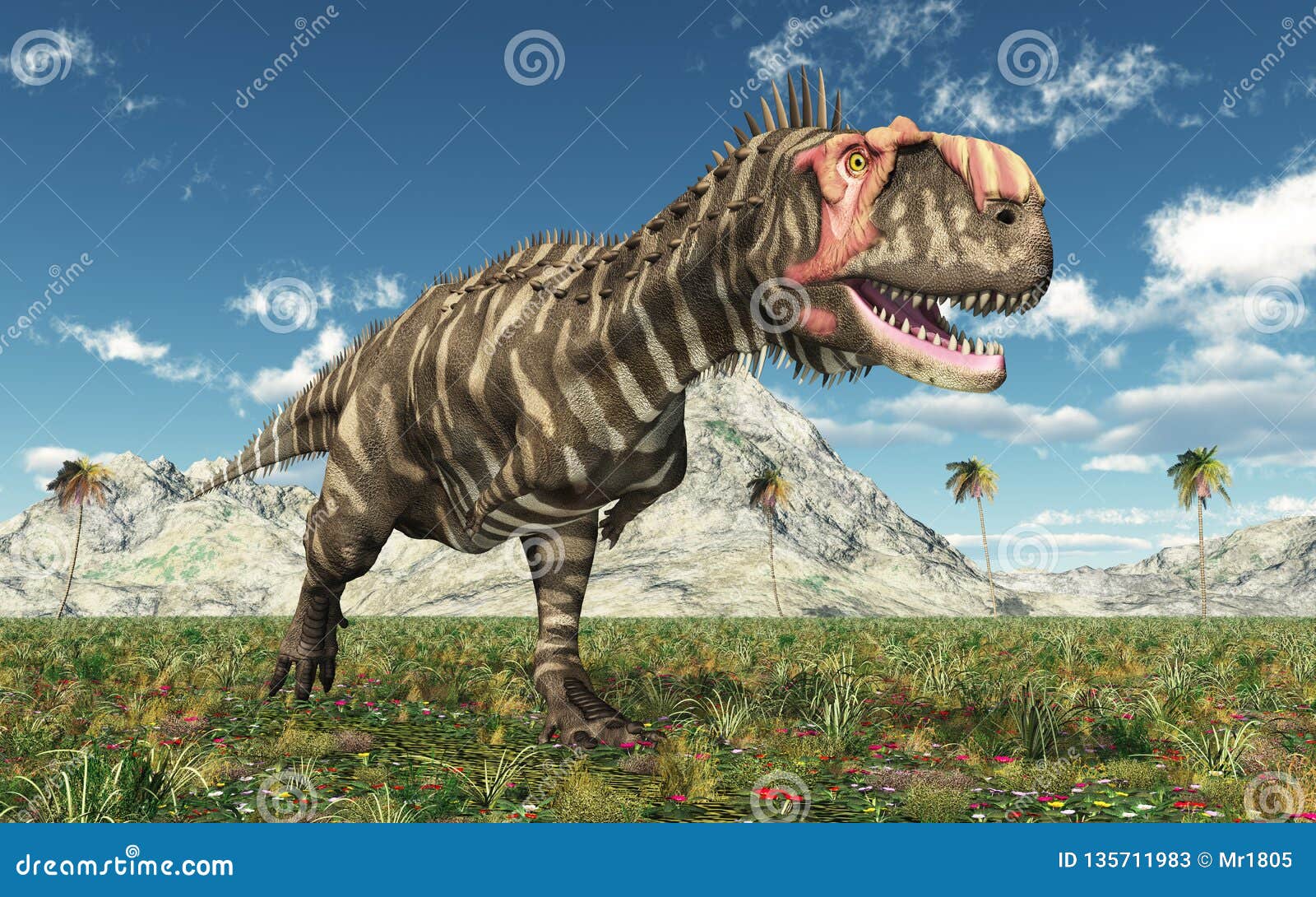 Dinosaur Rajasaurus in a Landscape Stock Illustration - Illustration of ...